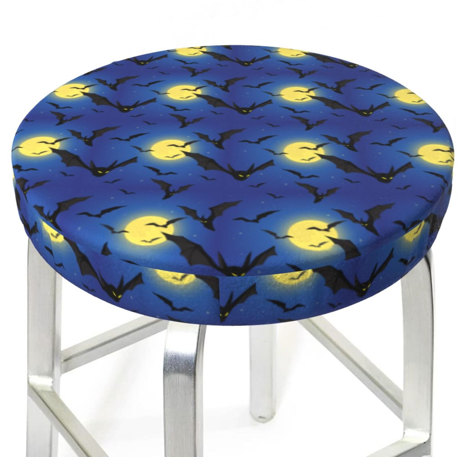 Bar Stool Covers Round, cool bats blue night starry sky Bar Stool ...