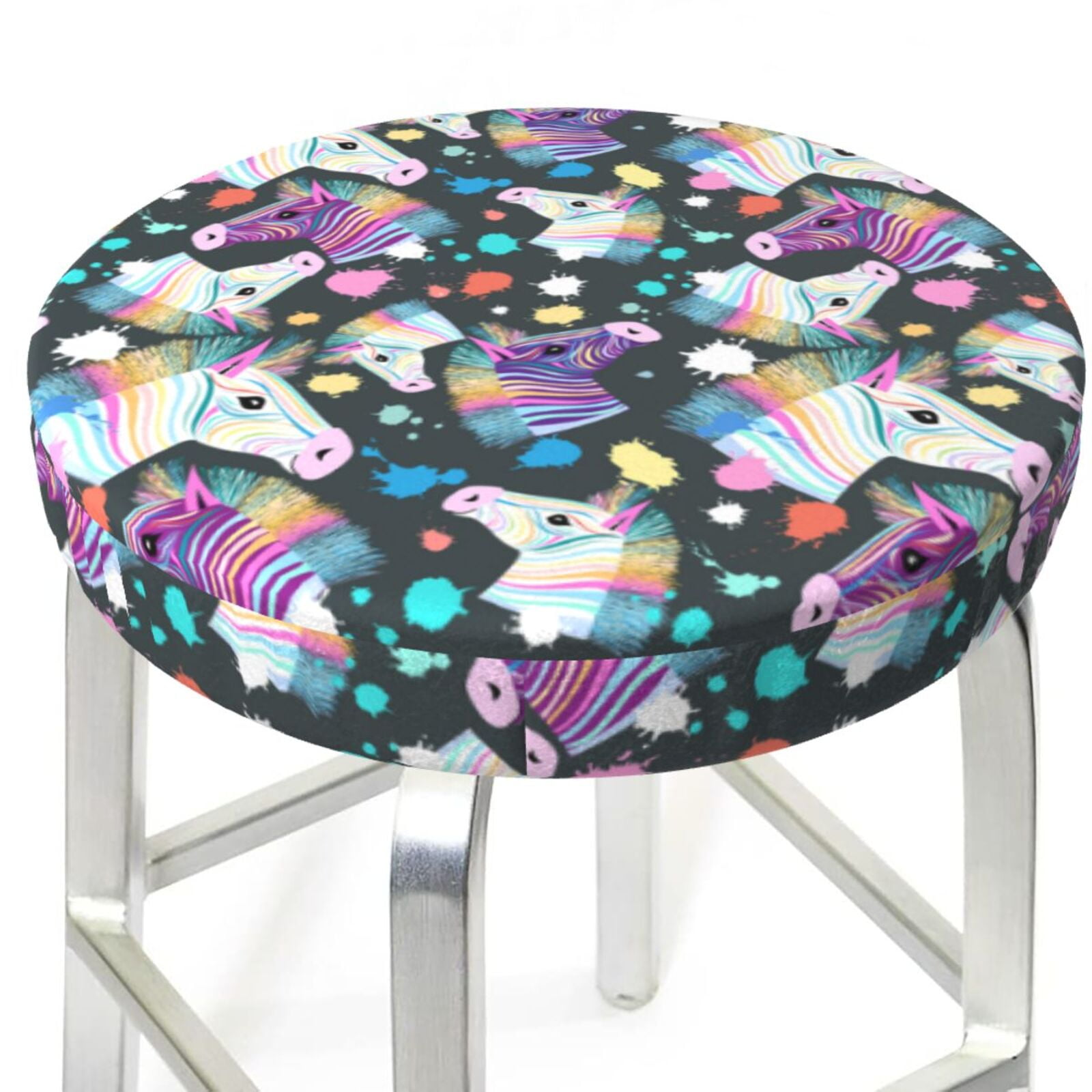 Bar Stool Covers Round, cute Rainbow horse doodle cool Bar Stool ...