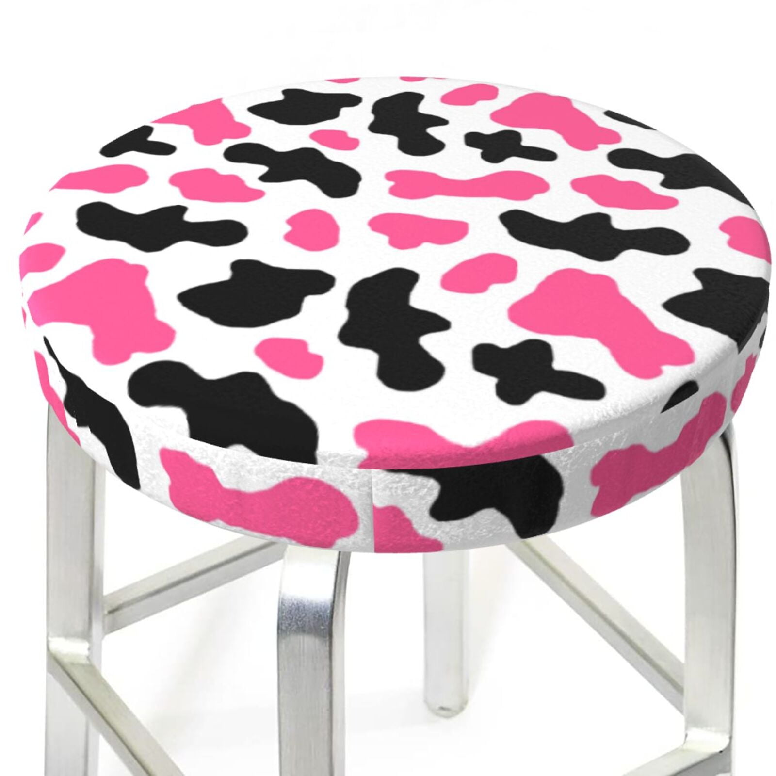 Bar Stool Covers Round, cute black pink cow print Bar Stool Cushion ...