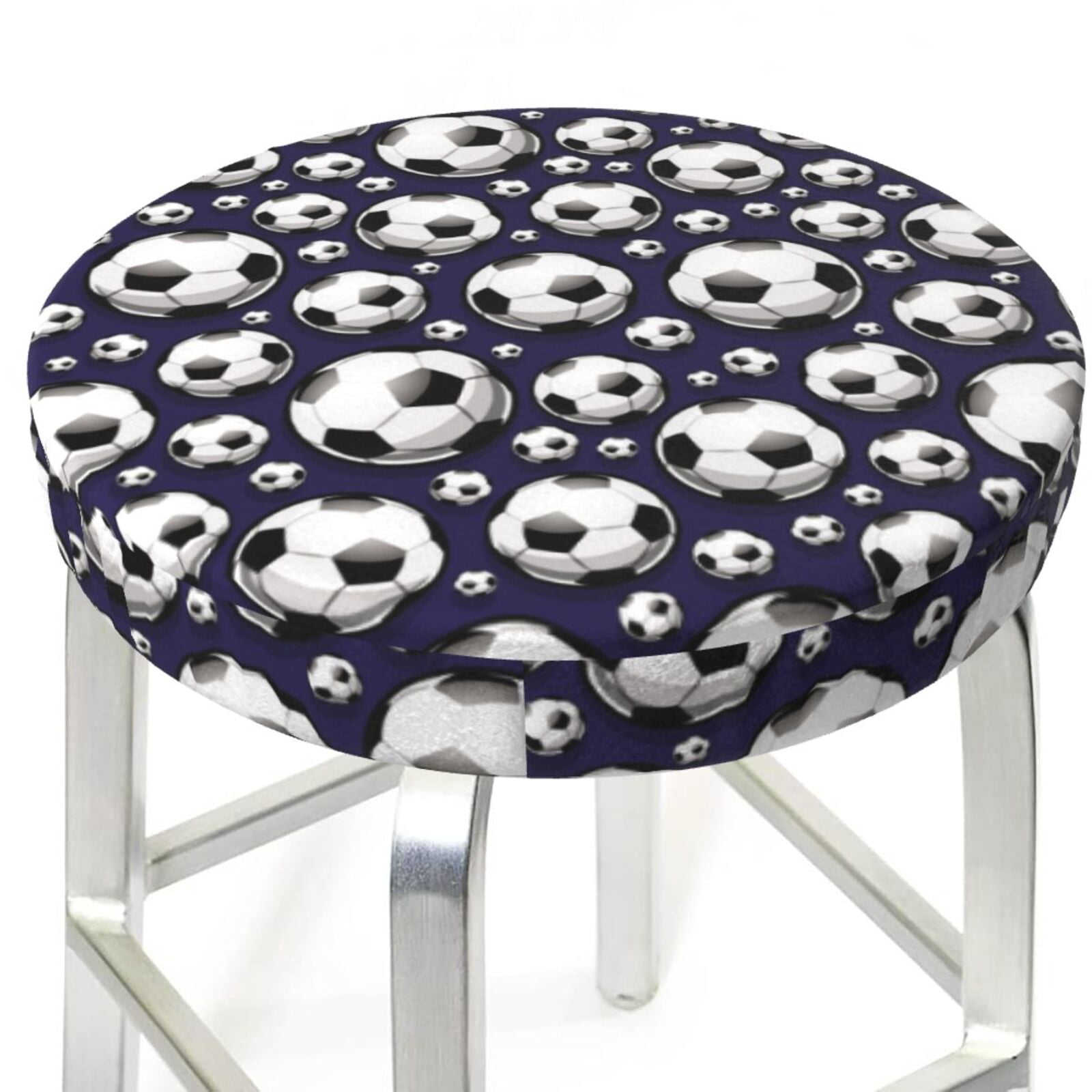 Bar Stool Covers Round, football soccer ball navyblue Bar Stool Cushion ...