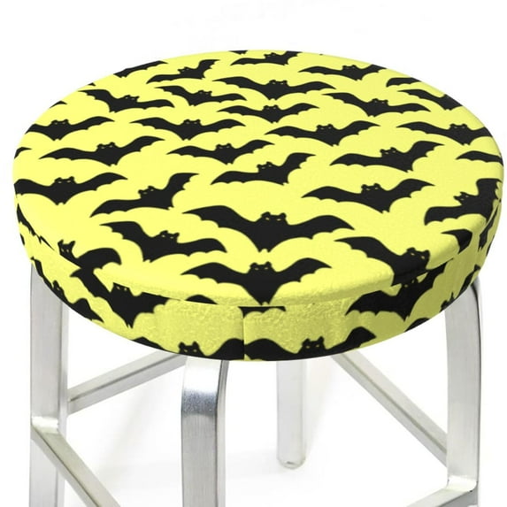 Bar Stool Covers Round, funny cartoon bats Halloween yellow Bar Stool ...