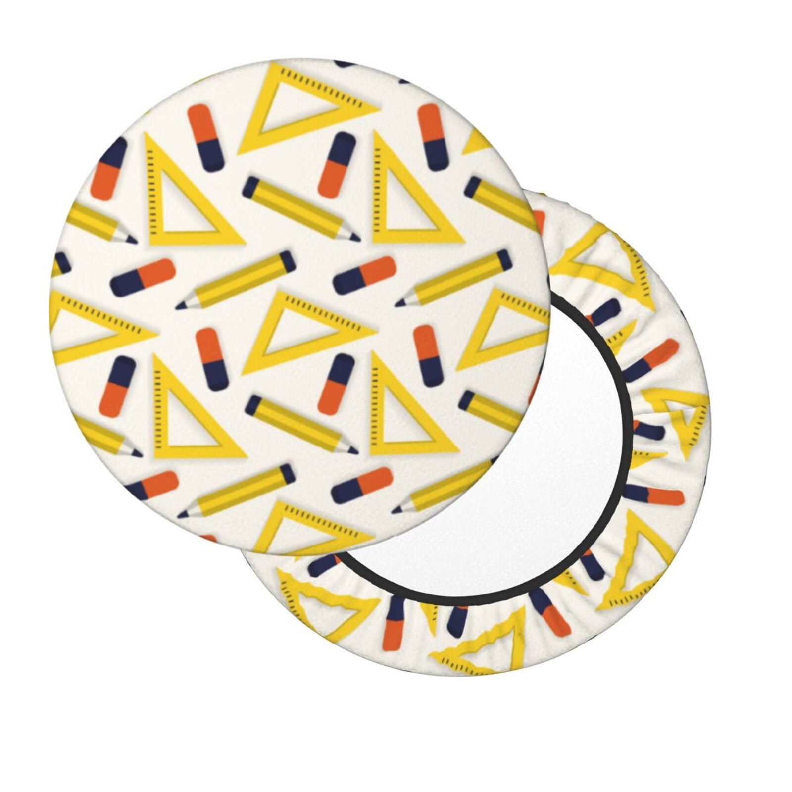 Bar Stool Covers Round - funny ruler pencil Print Soft Anti-Slip Round ...
