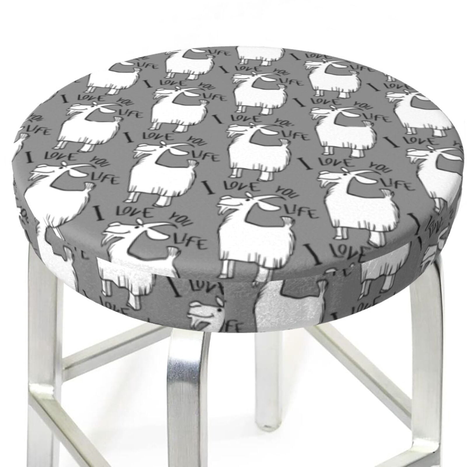 Bar Stool Covers Round, goat funny grey cute Bar Stool Cushion Covers ...