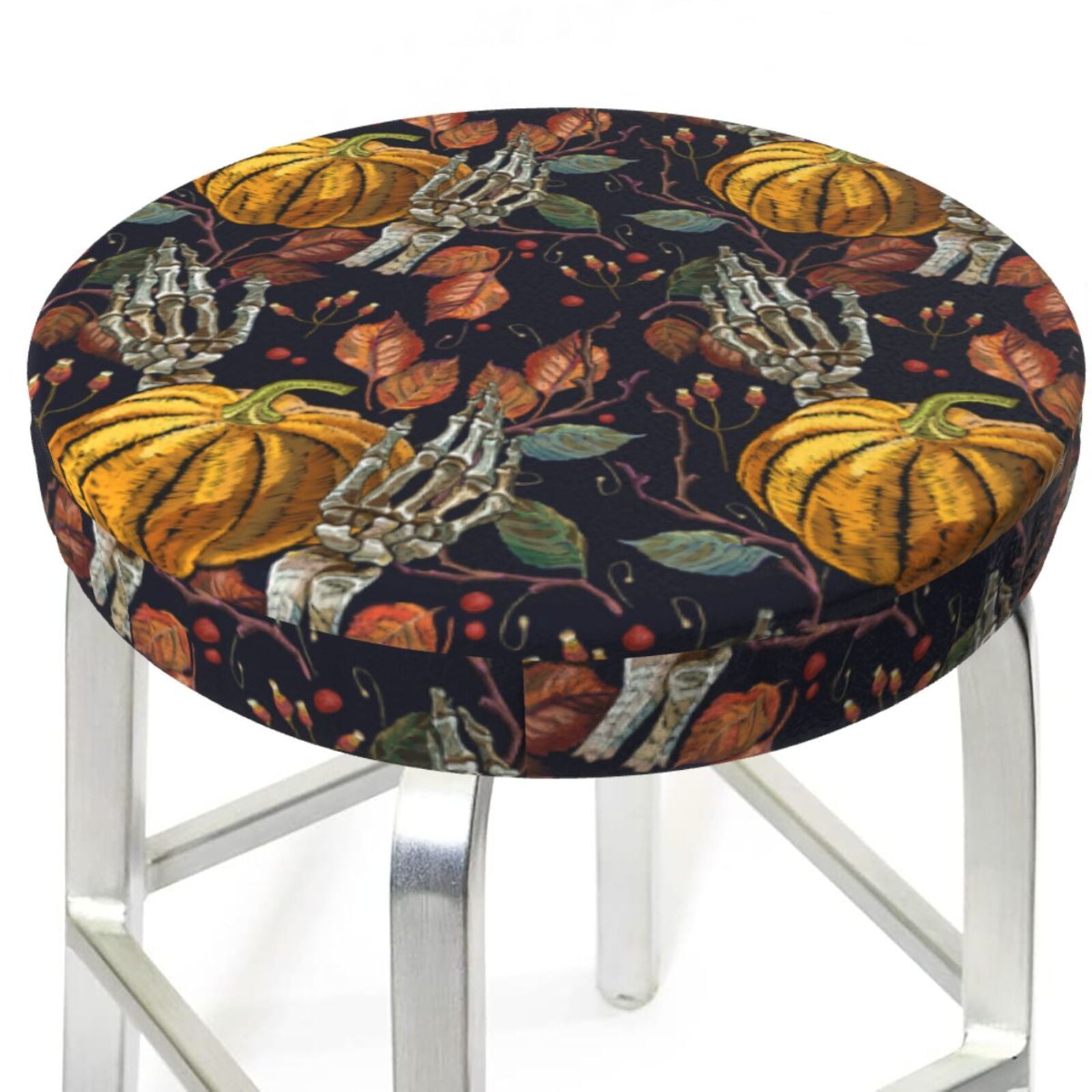 Bar Stool Covers Round, halloween pumpkin background Bar Stool Cushion Covers Seat Cushion with ...