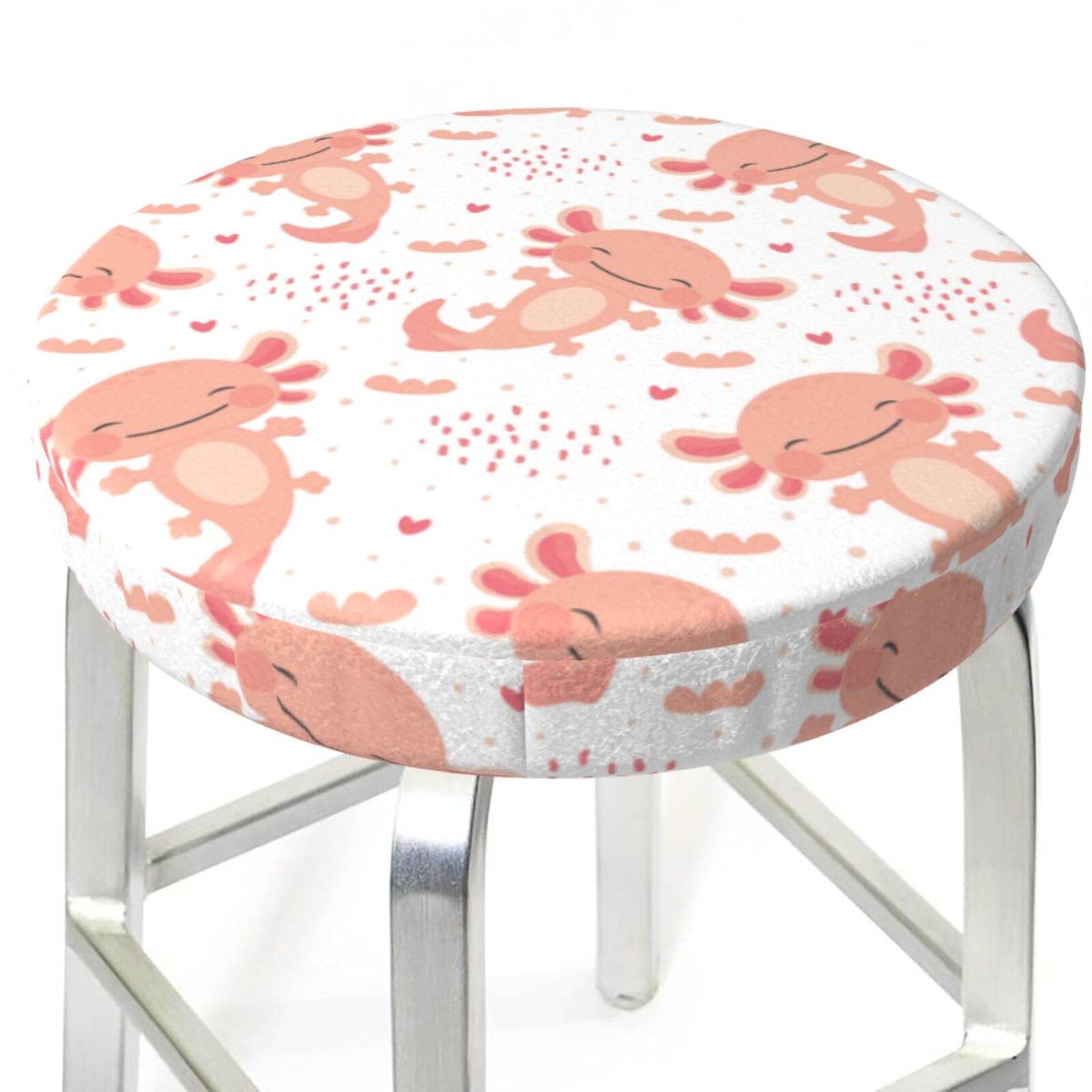 Bar Stool Covers Round, kawaii axolotl cute cartoon Washable Round Seat ...
