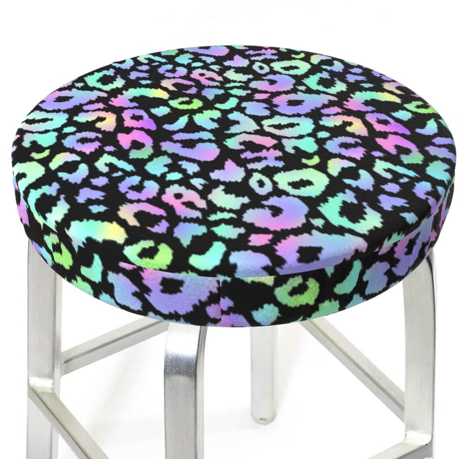 Bar Stool Covers Round, rainbow Trendy Leopard fashion Bar Stool ...