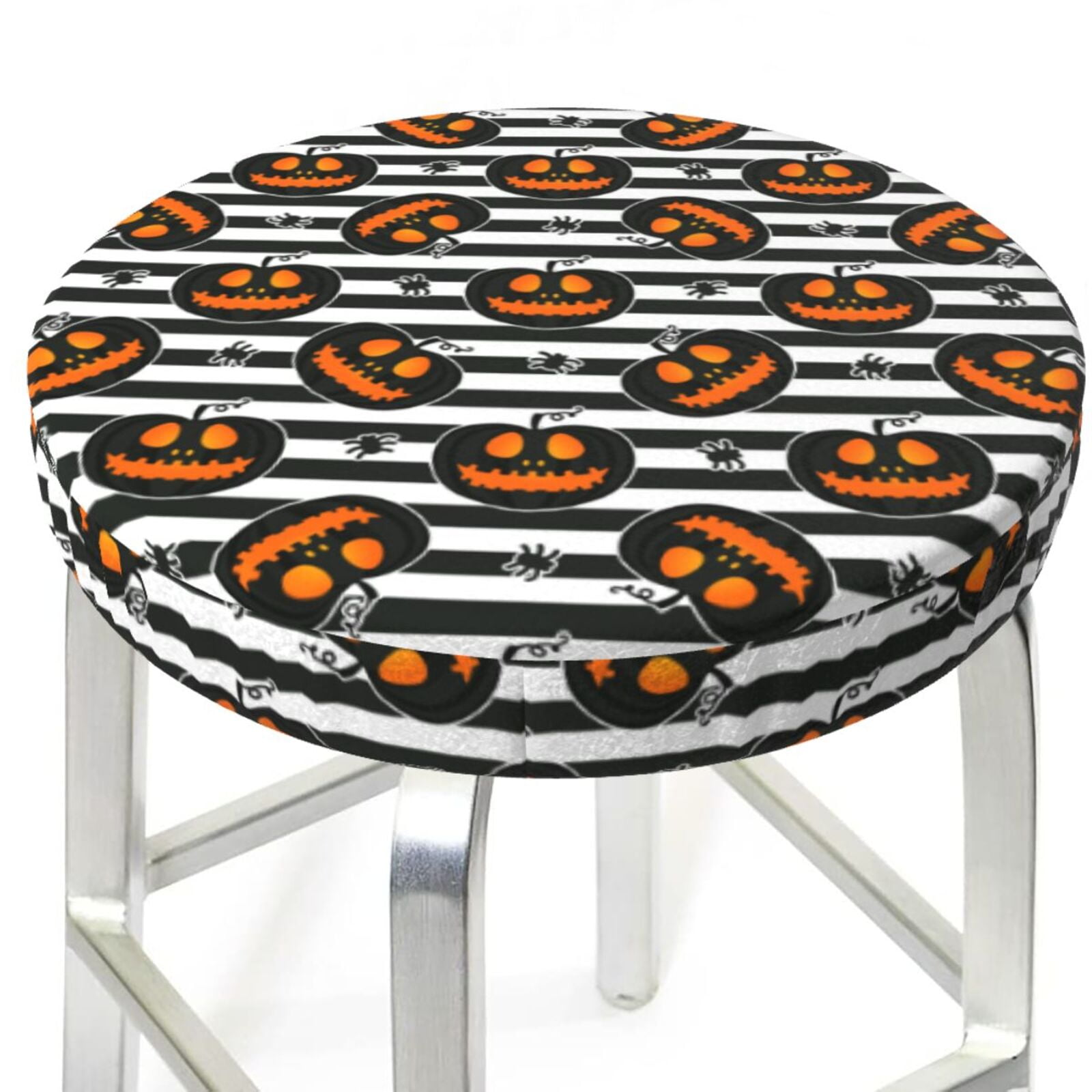 Bar Stool Covers Round, spiders pumpkins halloween Bar Stool Cushion ...