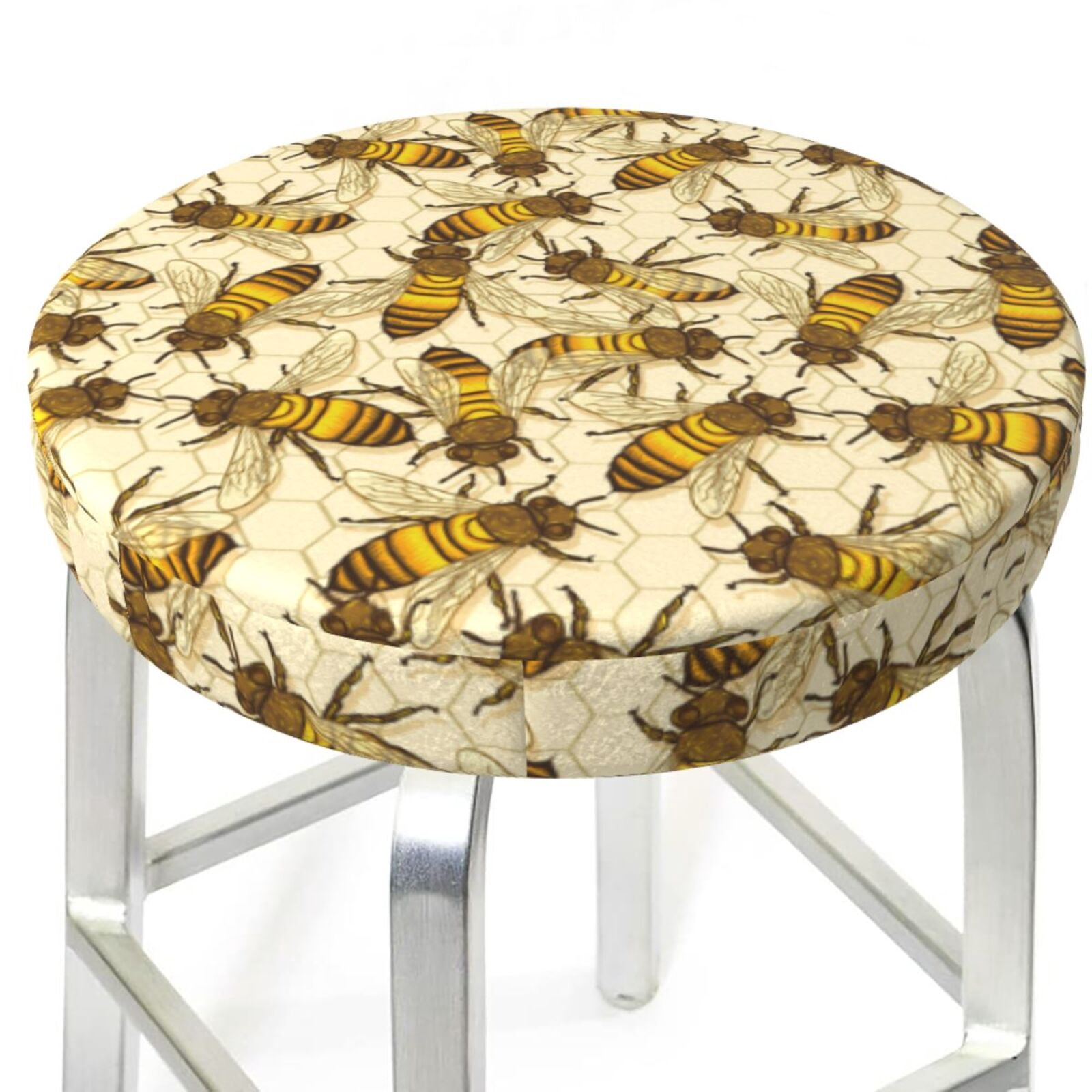Bar Stool Covers Round, vintage honey bees honeycomb Bar Stool Cushion ...