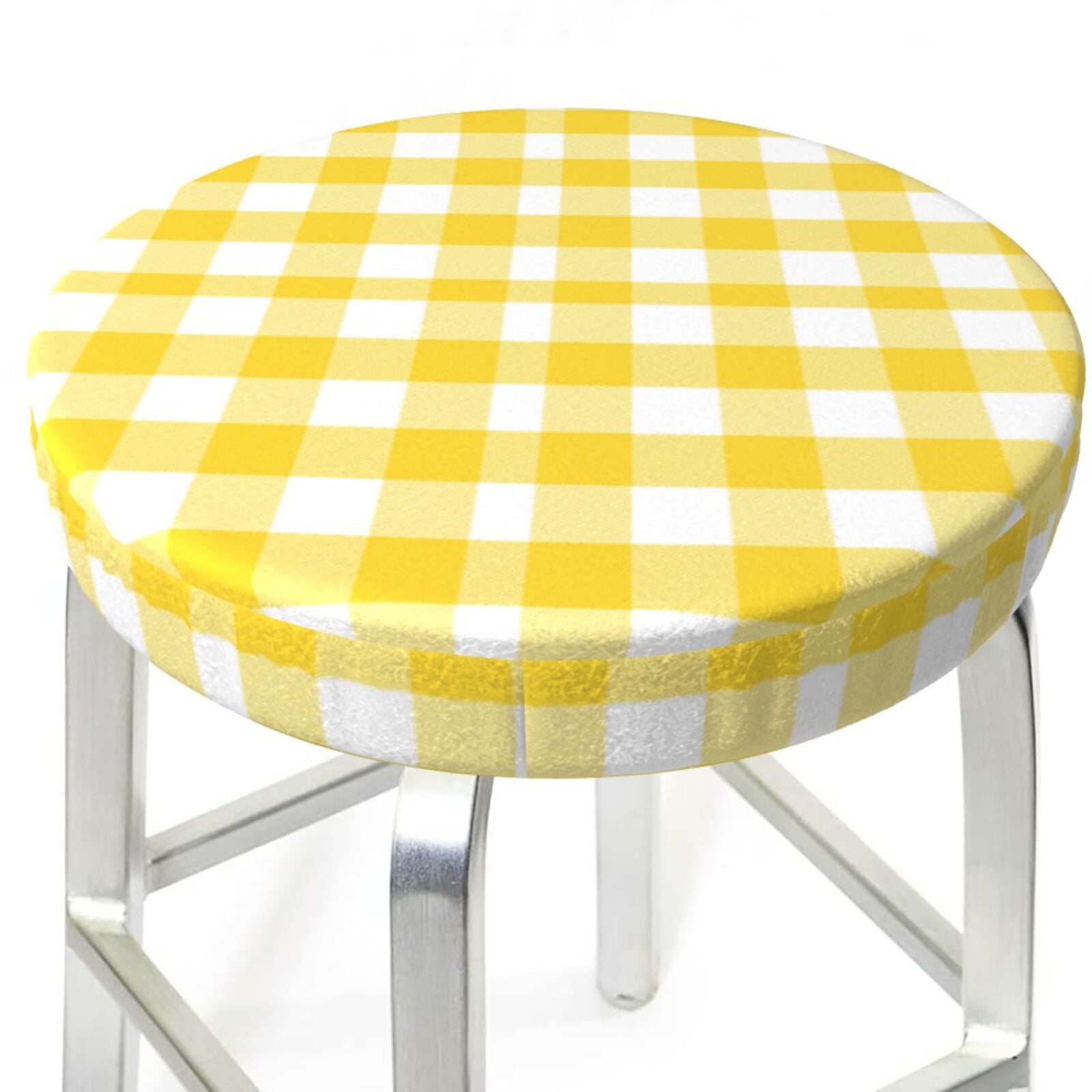 Bar Stool Covers Round, yellow buffalo plaid Bar Stool Cushion Covers ...