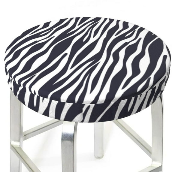 Bar Stool Covers Round, zebra print black white print Bar Stool Cushion ...