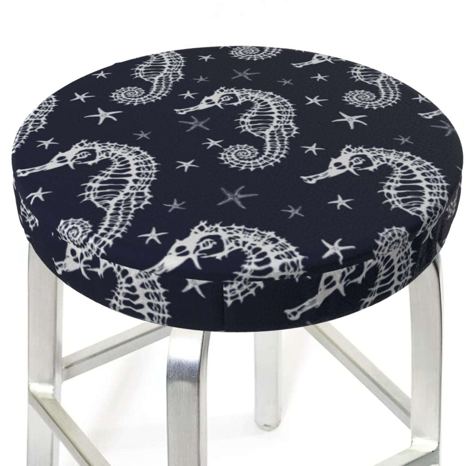 Bar Stool Covers - Seahorses skeleton starfish cool Stretch Round Seat ...