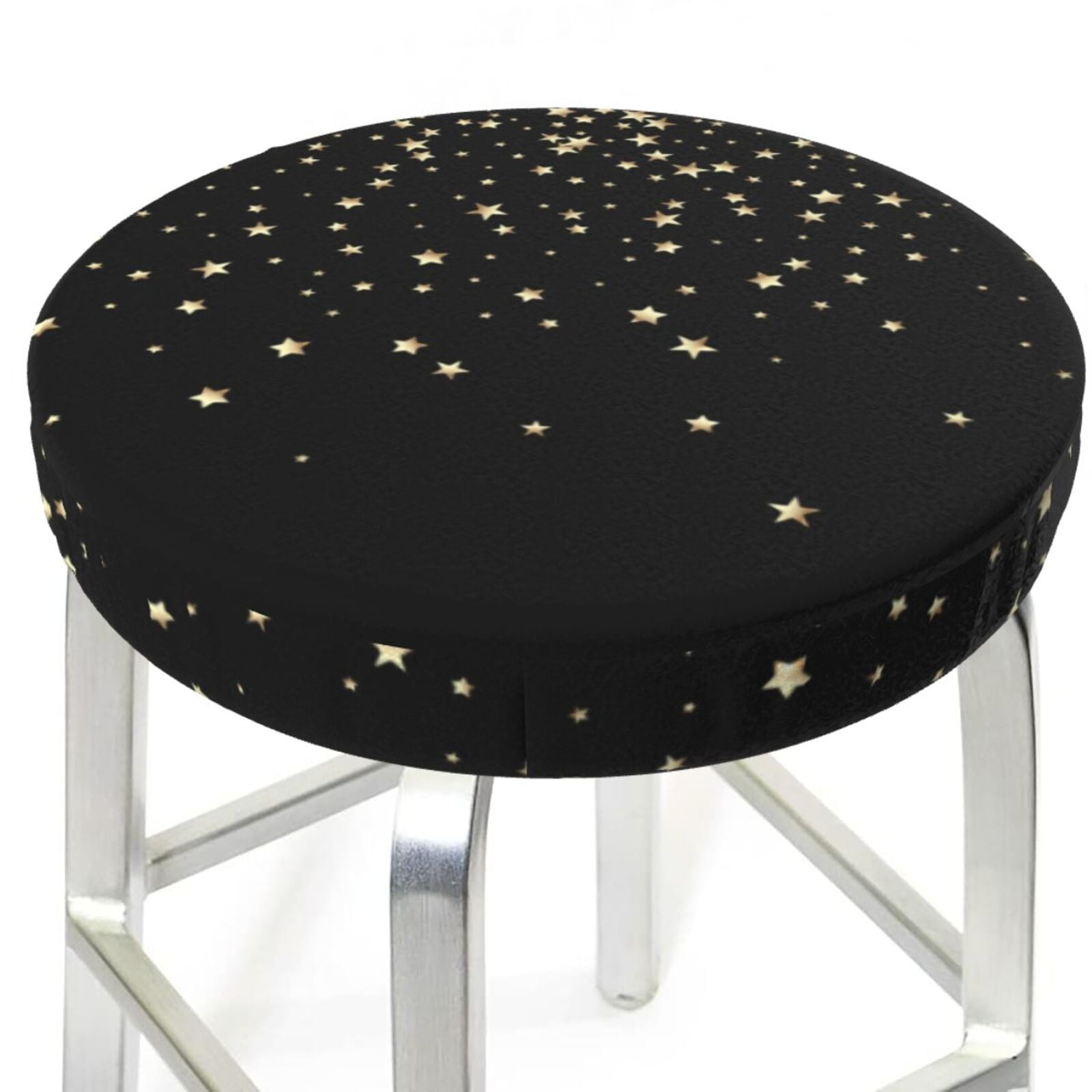 Bar Stool Covers - Star Silver Glitter Stretch Round Seat Covers with ...