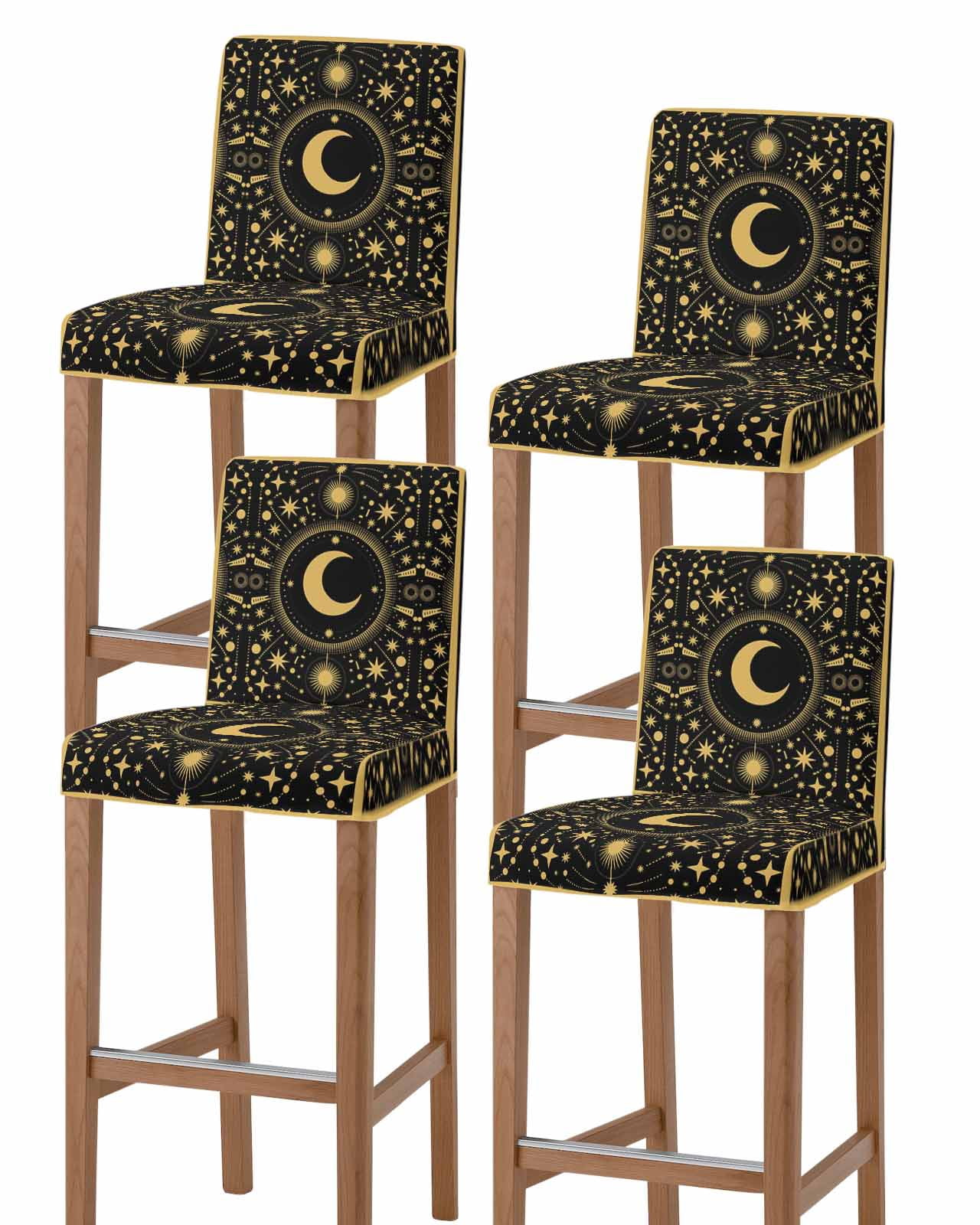 Bar Stool Covers Stars Moon Bar Chair Cover Set of 4 Stretch Elastic ...