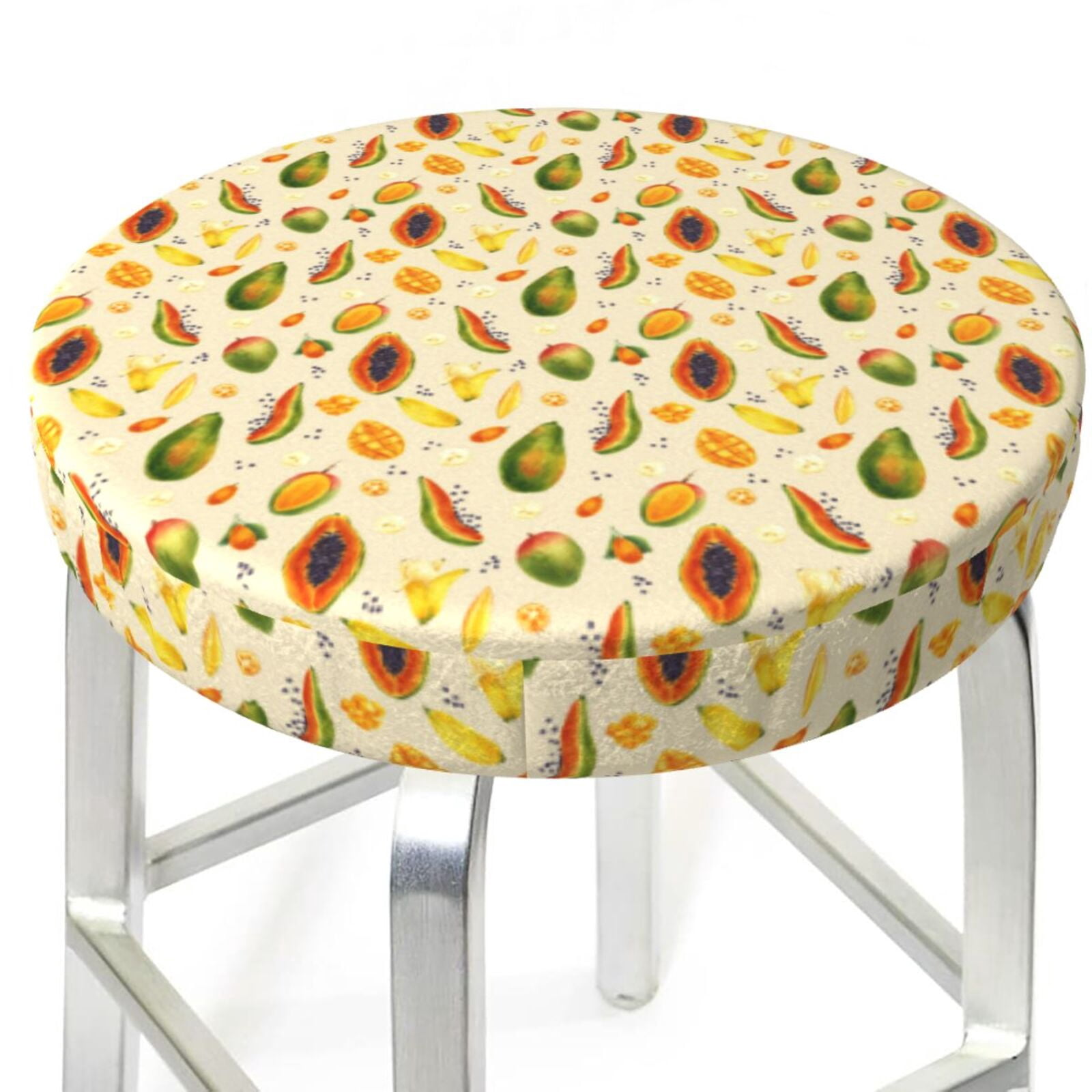 Bar Stool Covers - Tropical Fruits Stretch Round Seat Covers with ...