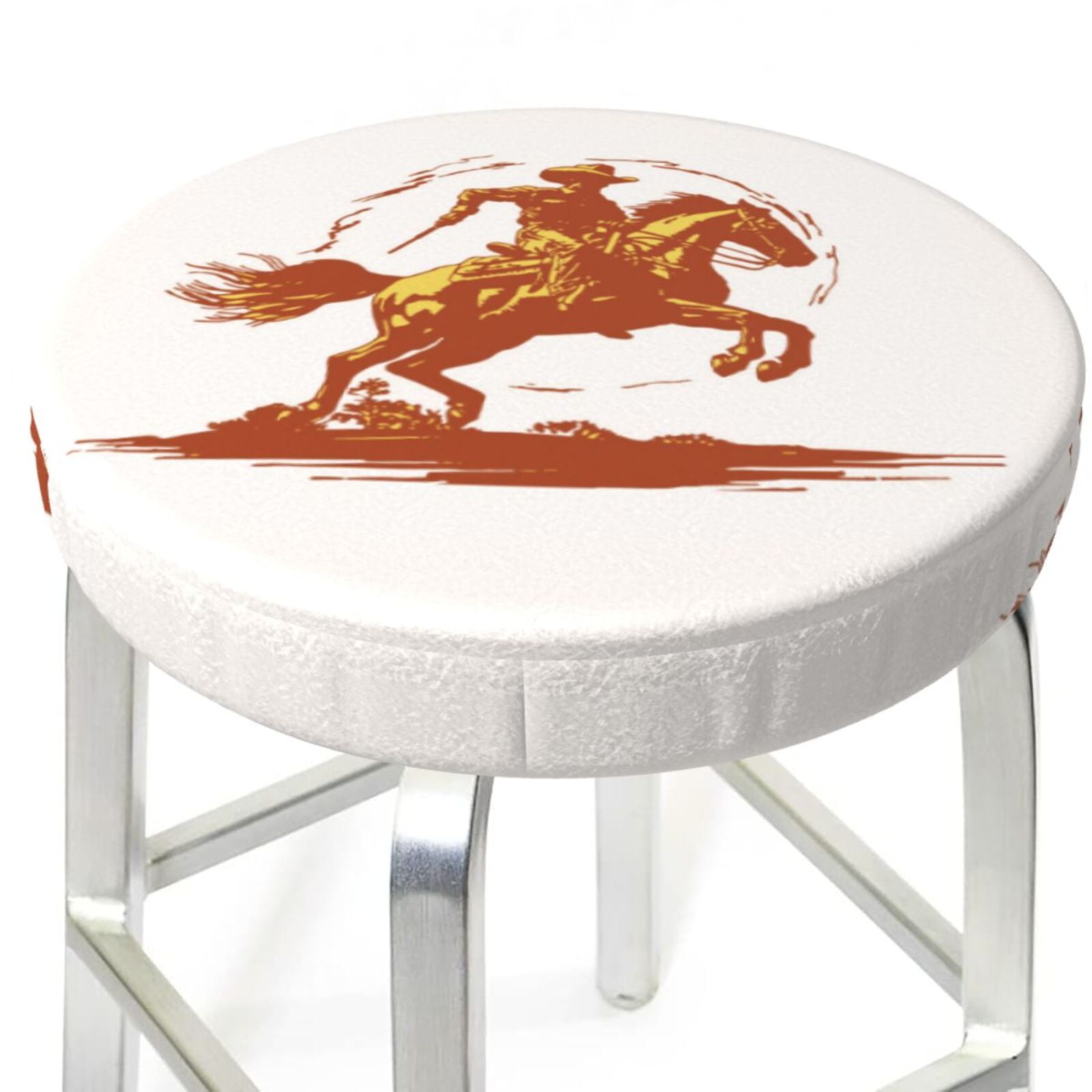 Bar Stool Covers, Vintage Cowboy On A Bronco Horse Non-Slip Bar Stool ...