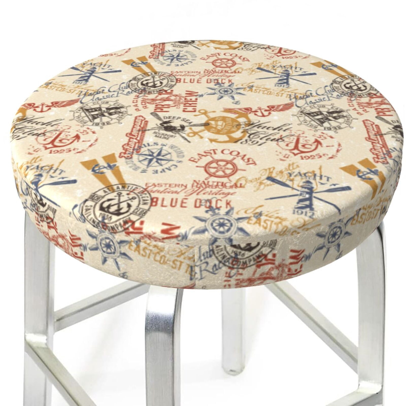 Bar Stool Covers - Vintage Nautical Stretch Round Seat Covers with ...