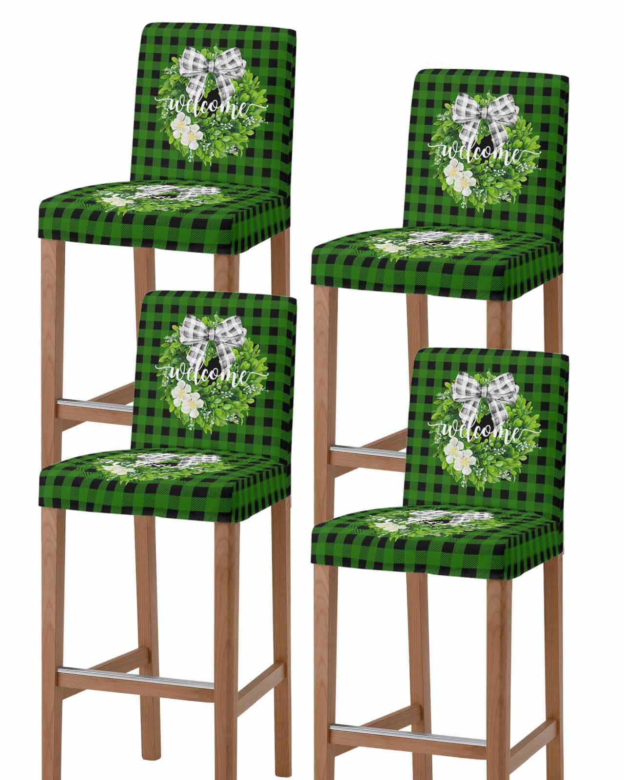 Bar Stool Covers Welcome Bow Tie Wreath Bar Chair Cover Set of 4 ...