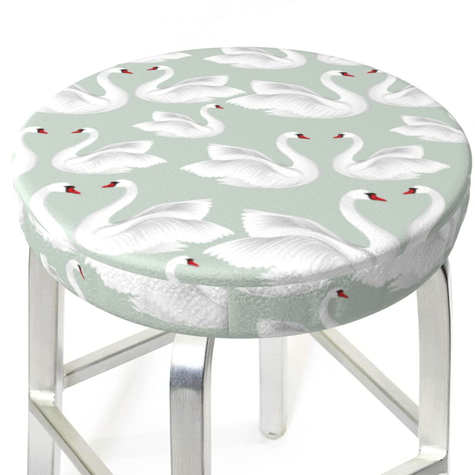Bar Stool Covers - White Birds Stretch Round Seat Covers with Elastic ...