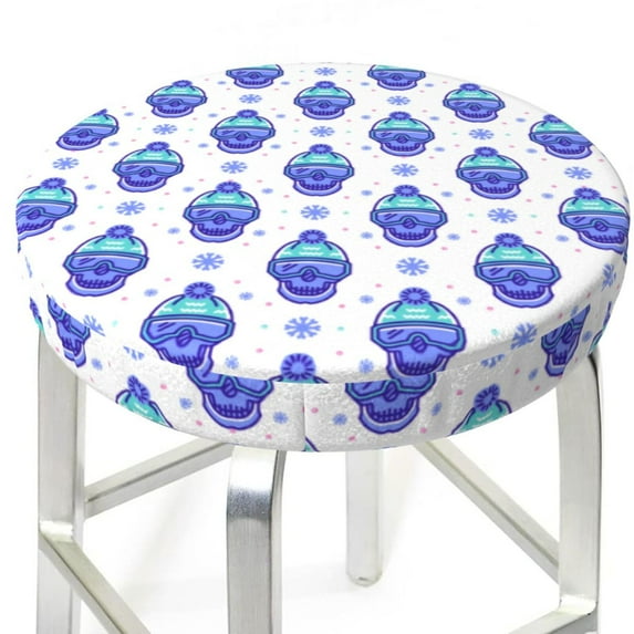 Bar Stool Covers - Winter Snowflake Skiing Skull Stretch Round Seat ...