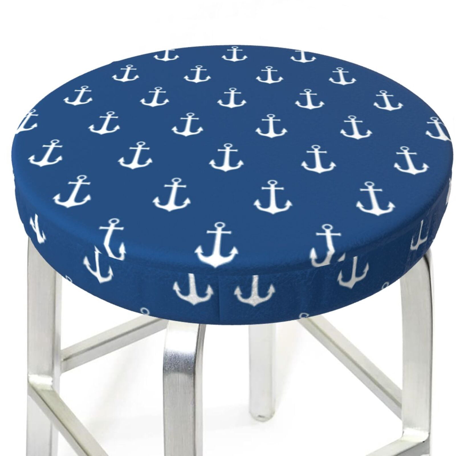 Bar Stool Covers, anchors navyblue print Non-Slip Bar Stool Seat Covers ...
