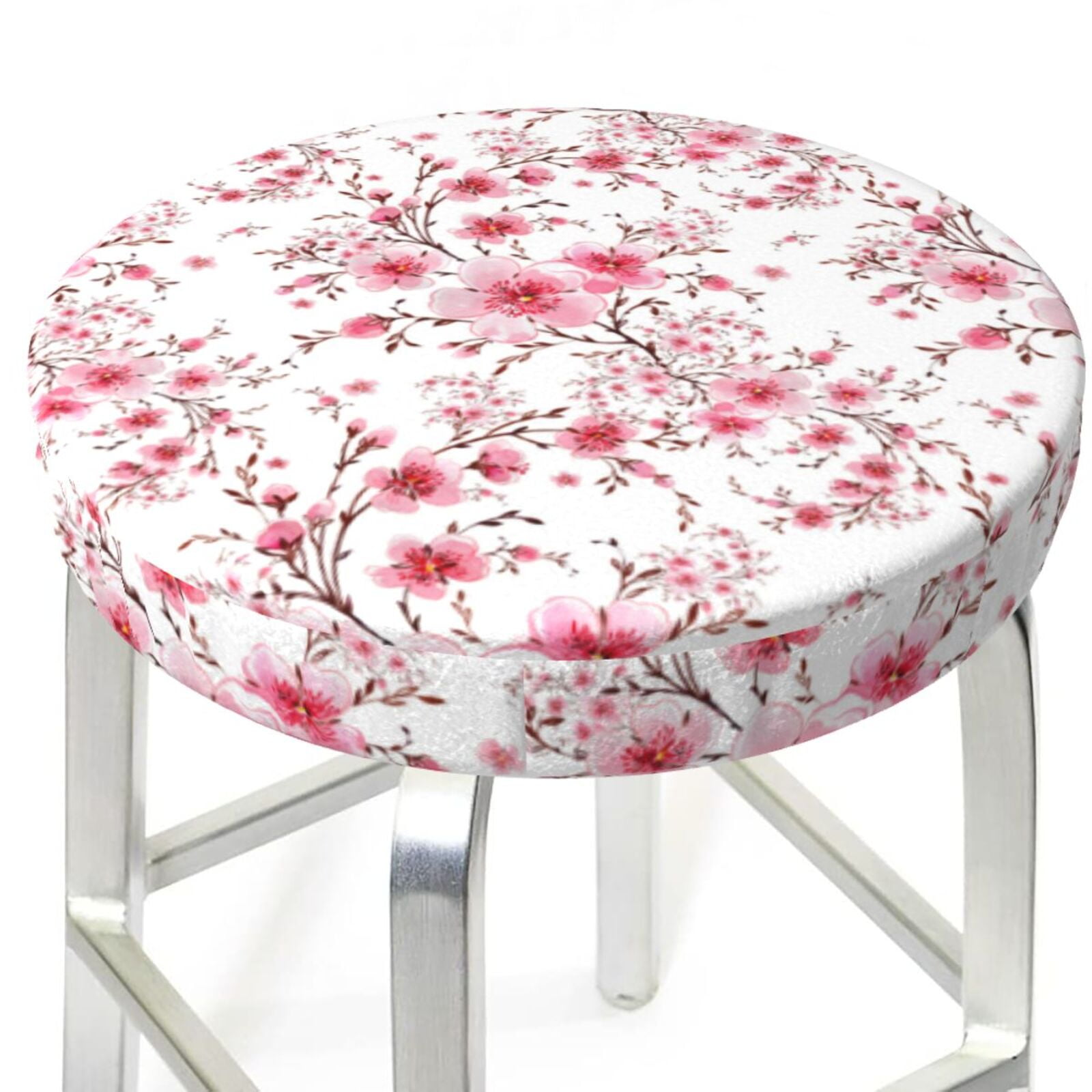 Bar Stool Covers - blooming pink berry blossoms Stretch Round Seat ...