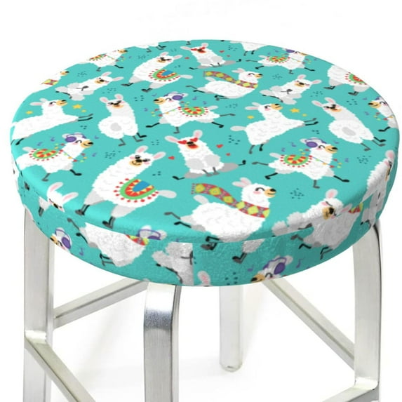 Bar Stool Covers - cartoon llamas funny Alpaca cute Stretch Round Seat ...