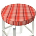 Bar Stool Covers - checkered soft red beige plaid Stretch Round Seat ...