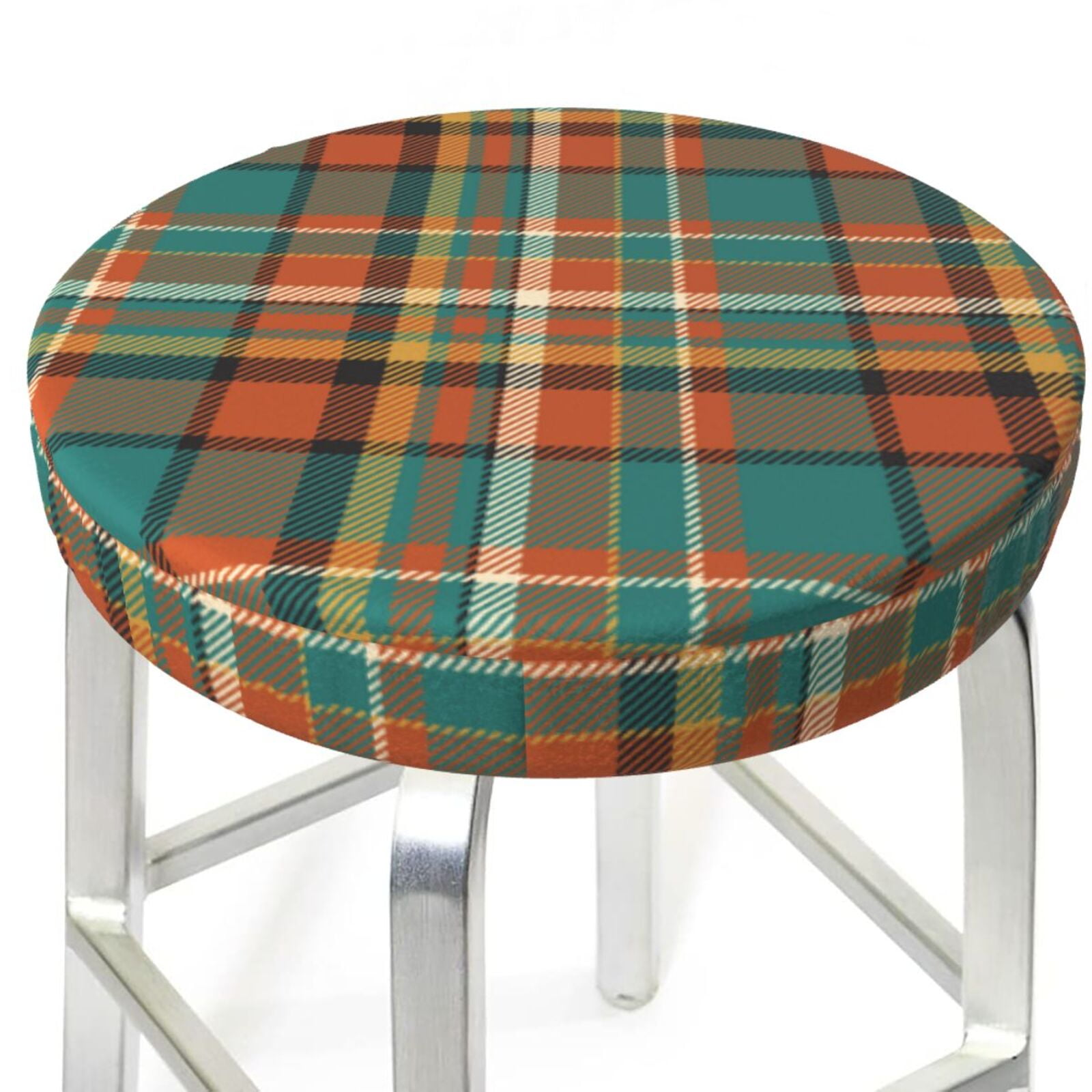 Bar Stool Covers - colorful plaid Stretch Round Seat Covers with ...