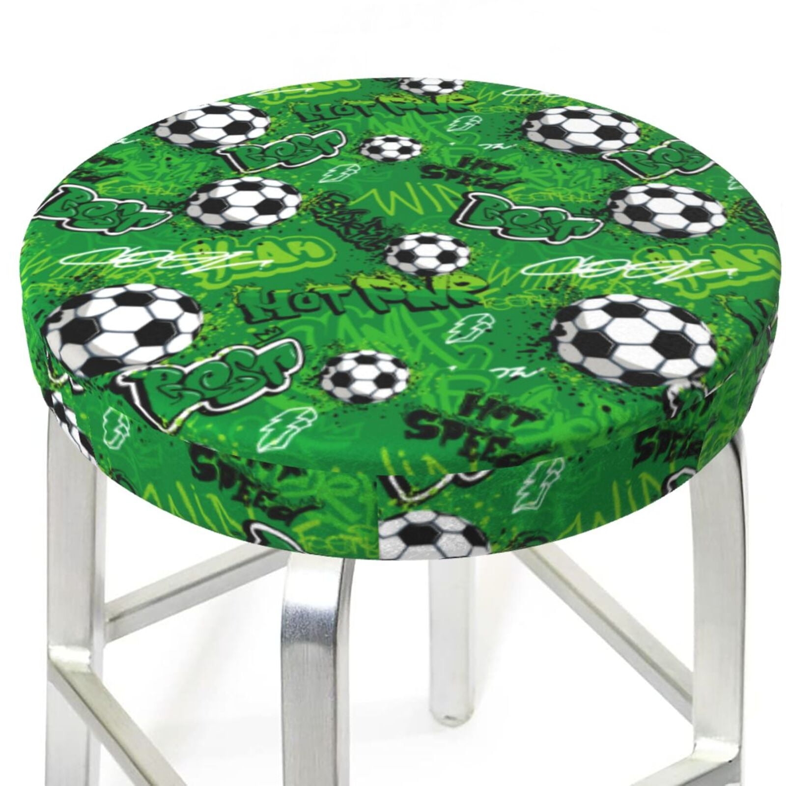 Bar Stool Covers - cool green soccer football Stretch Round Seat Covers ...