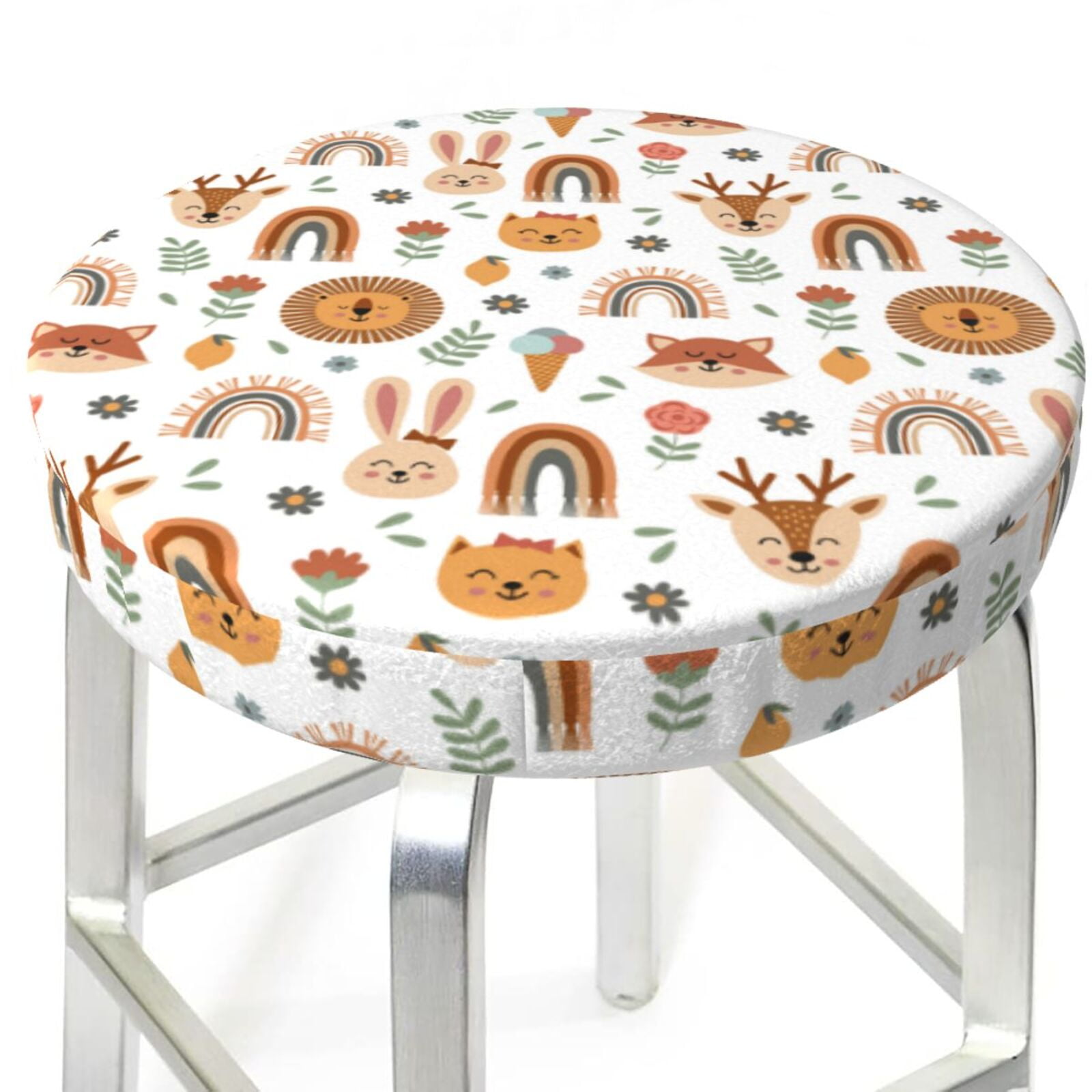 Bar Stool Covers - cute Rainbow Animal Stretch Round Seat Covers with ...