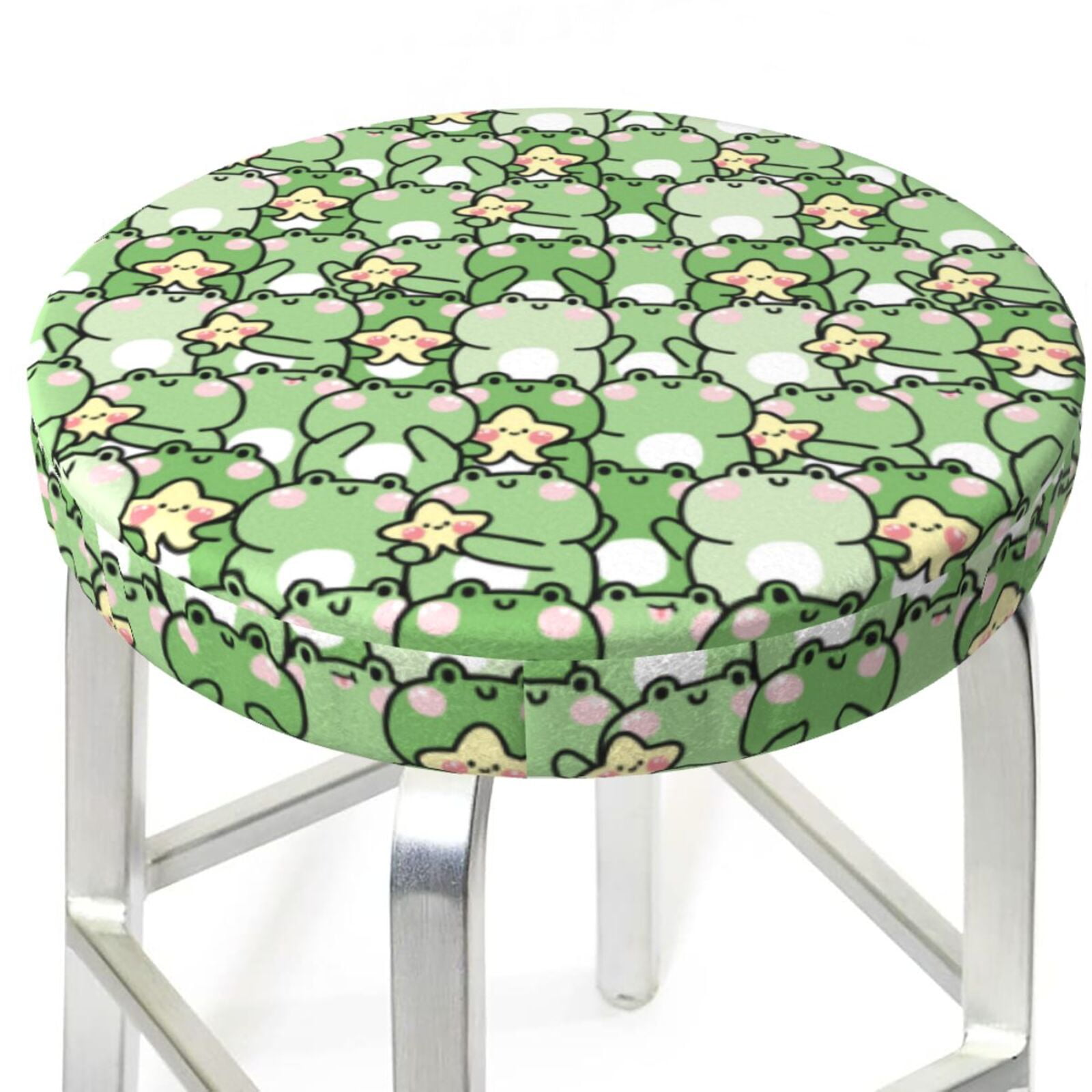 Bar Stool Covers - cute frog cartoon star Stretch Round Seat Covers ...