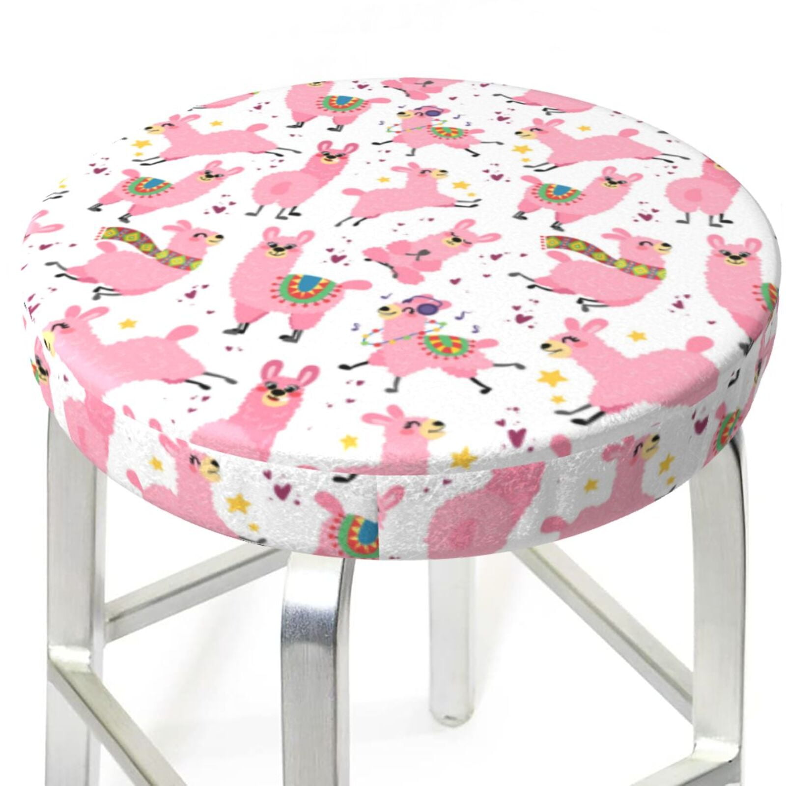 Bar Stool Covers - cute pink llamas Alpaca funny Stretch Round Seat ...
