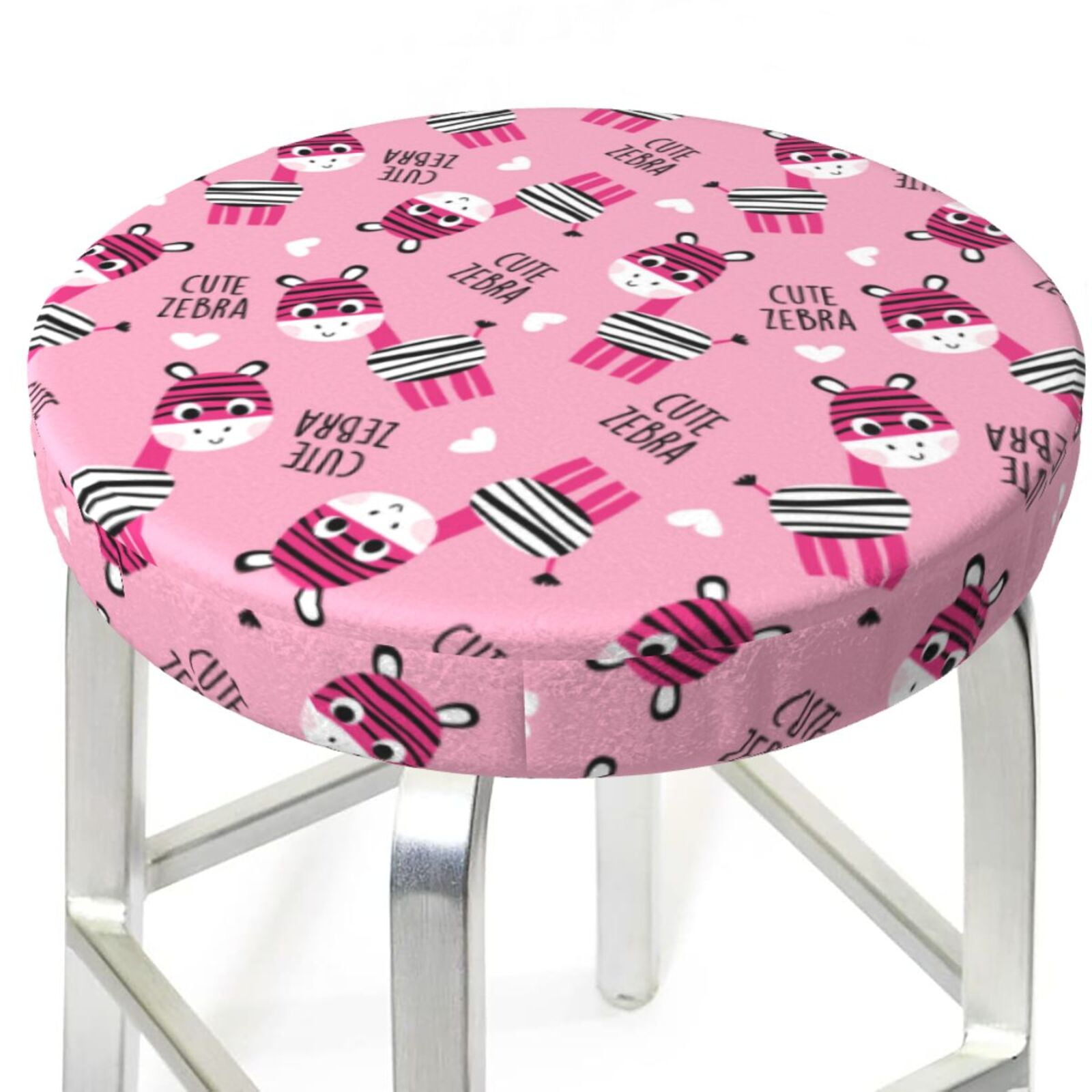 Bar Stool Covers - cute zebra pink cartoon Stretch Round Seat Covers ...