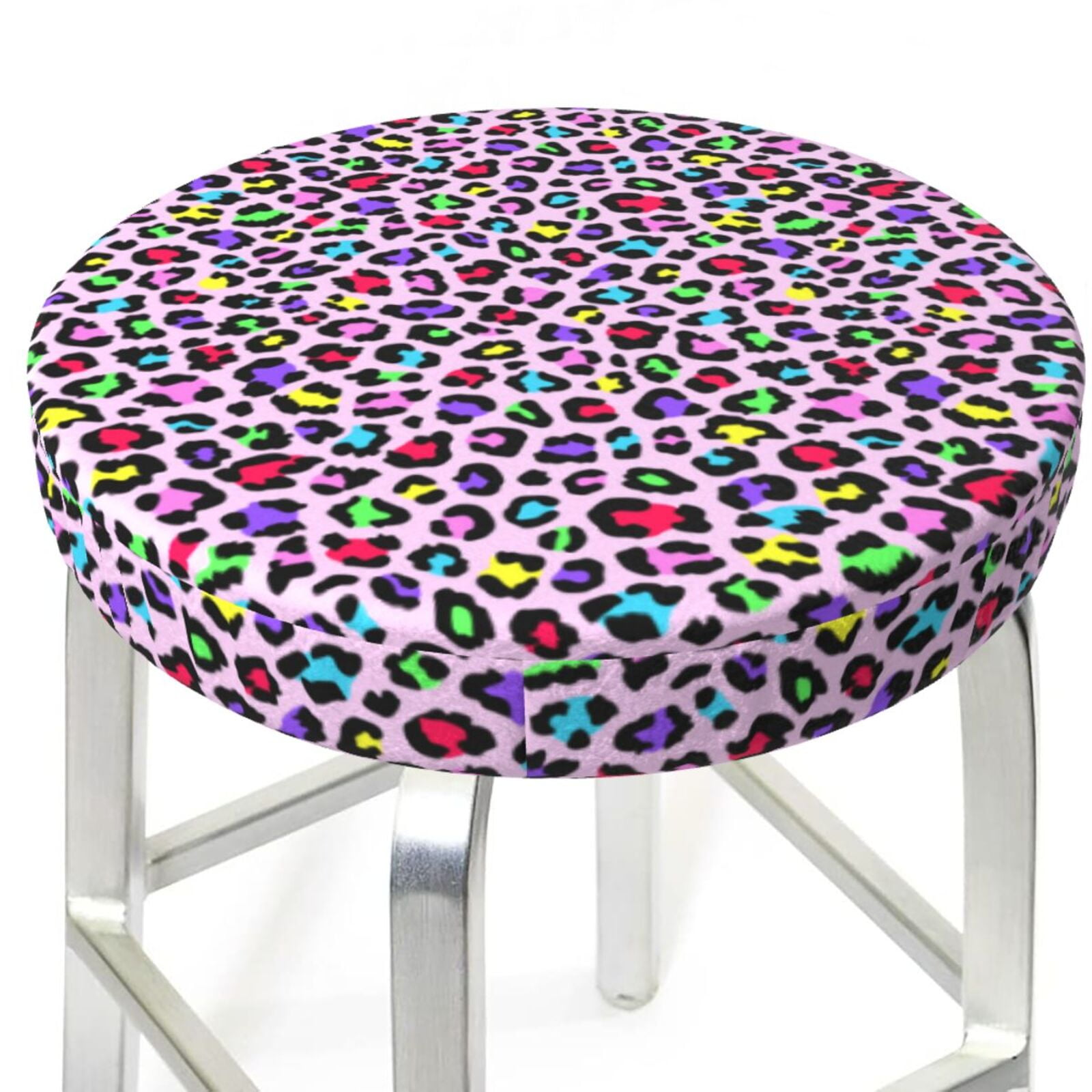 Bar Stool Covers, fashion rainbow leopard pink Non-Slip Bar Stool Seat ...