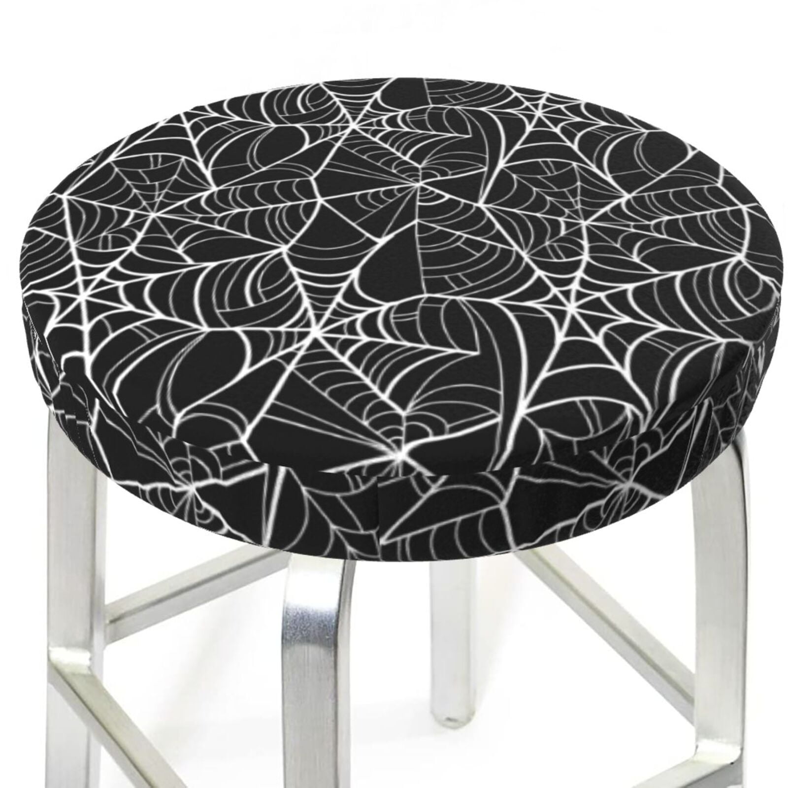 Bar Stool Covers - halloween Spider web print Stretch Round Seat Covers ...