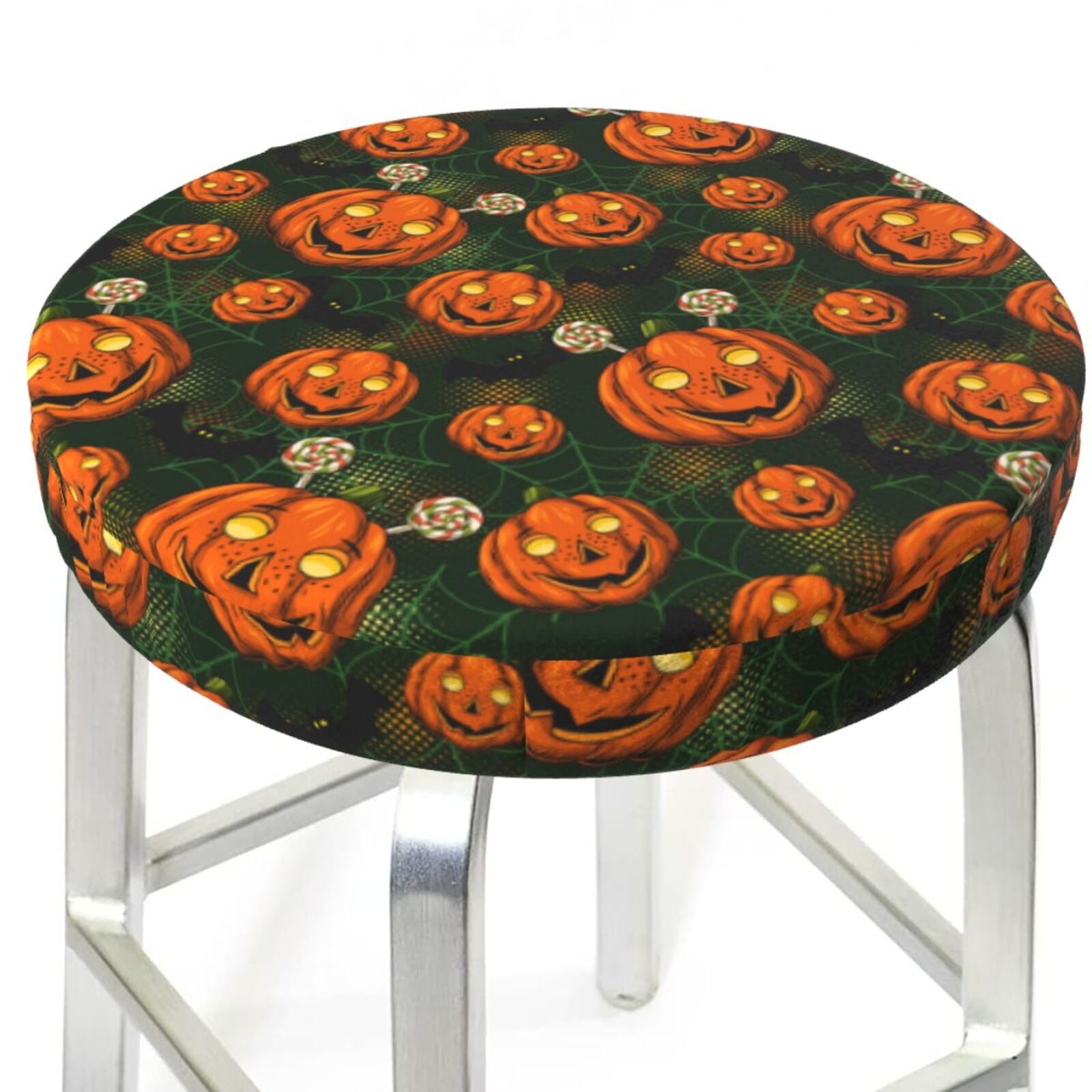 Bar Stool Covers - halloween pumpkin candy Stretch Round Seat Covers ...