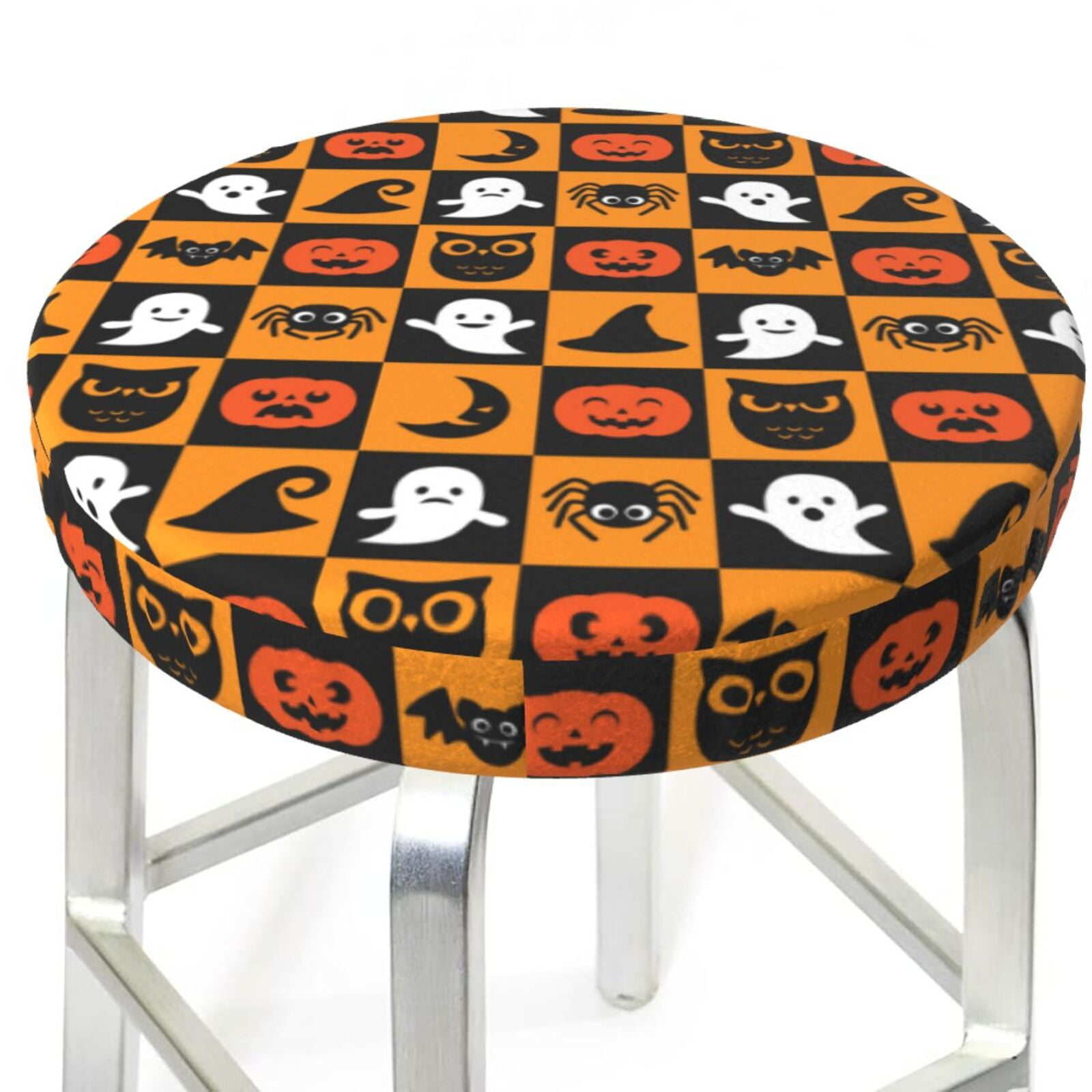 Bar Stool Covers - halloween spiders bat hat Stretch Round Seat Covers ...