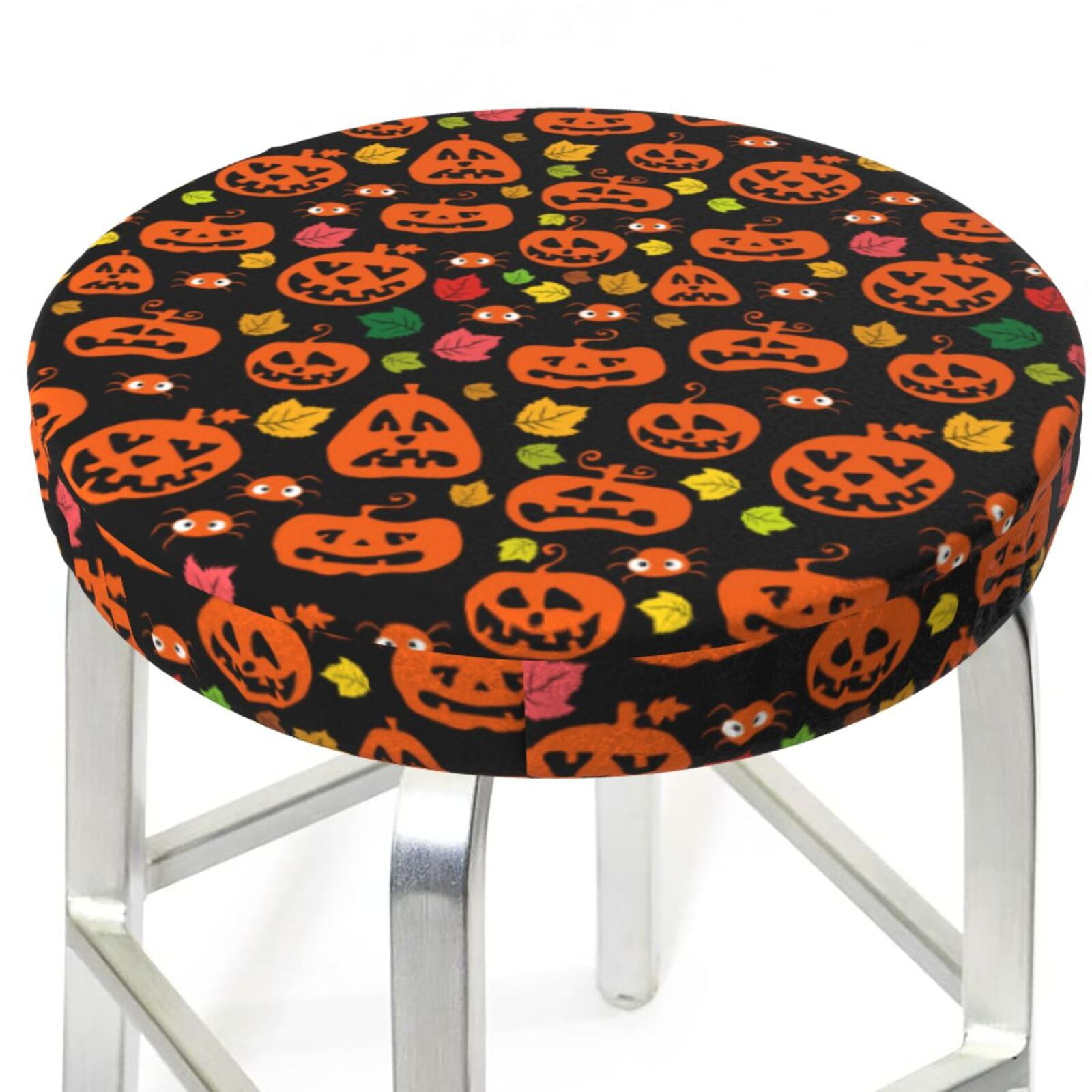 Bar Stool Covers, halloween spiders pumpkins Non-Slip Bar Stool Seat ...