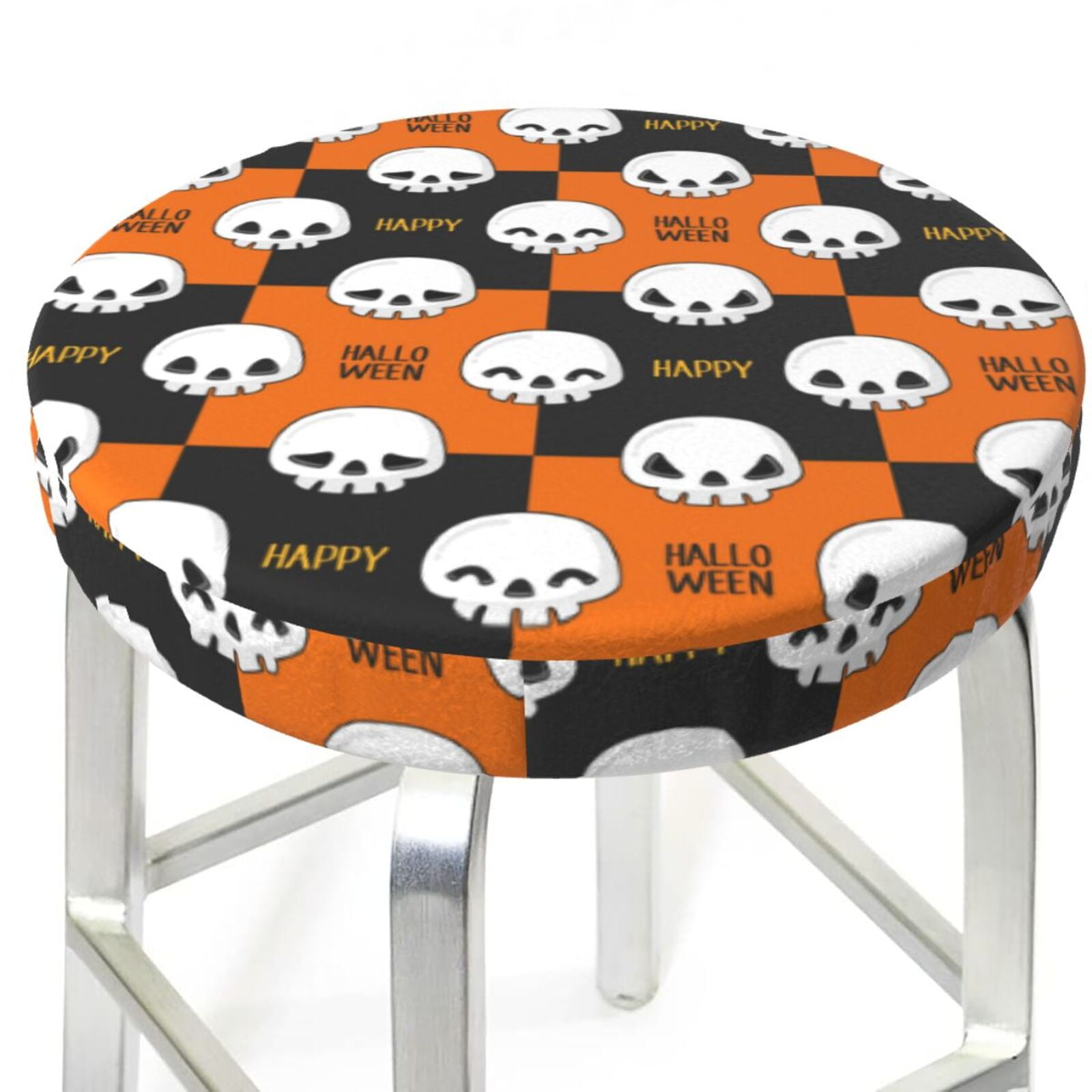 Bar Stool Covers - happy halloween skull Stretch Round Seat Covers with ...