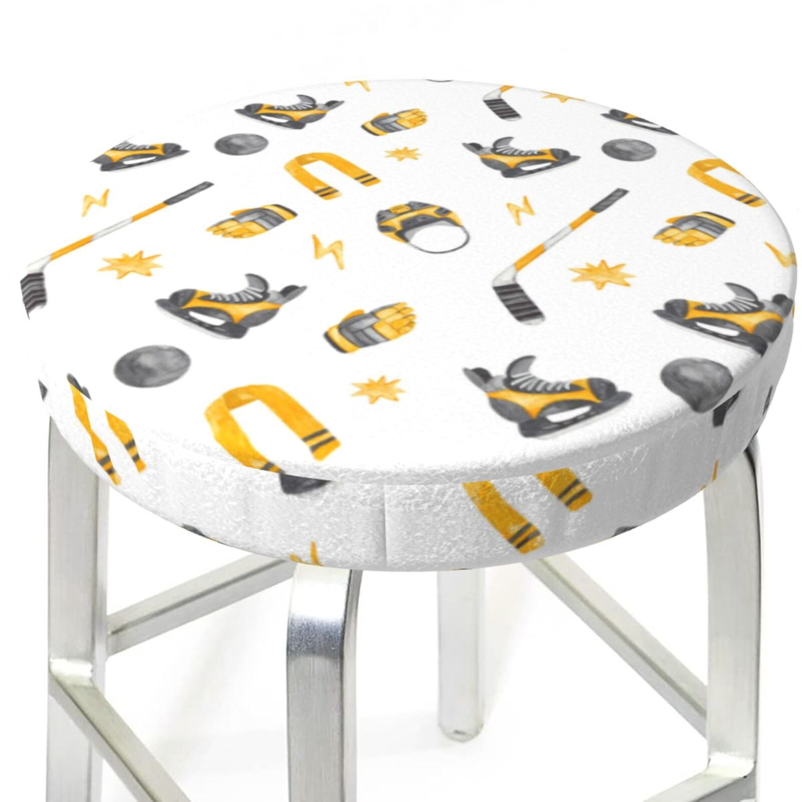 Bar Stool Covers - hockey skates stick puck helmet Stretch Round Seat ...