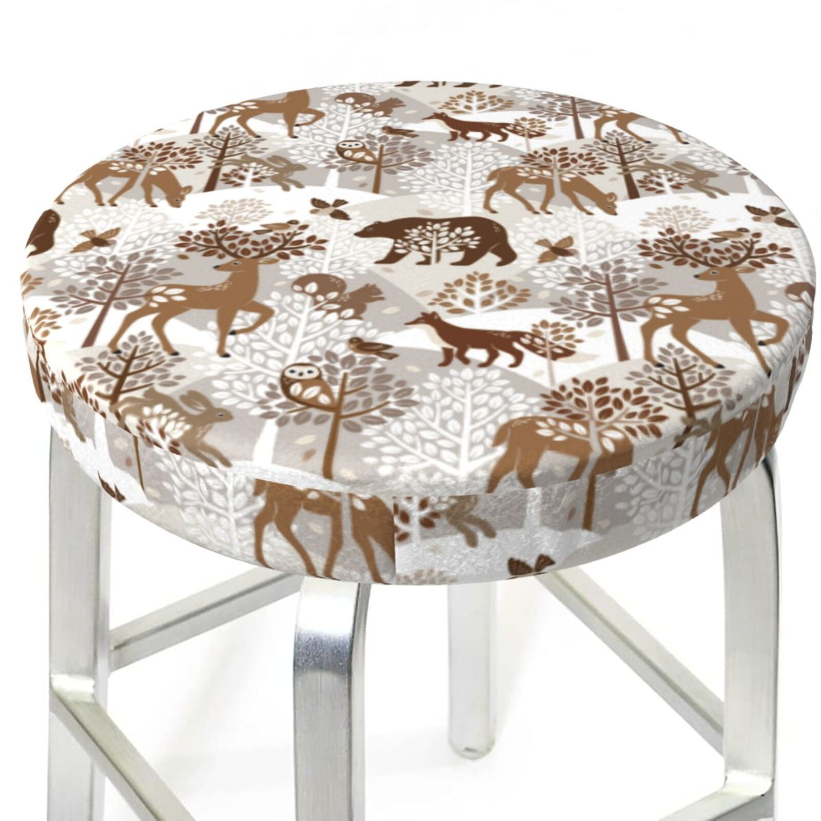 Bar Stool Covers - leaf Moose fox owls tree Stretch Round Seat Covers ...