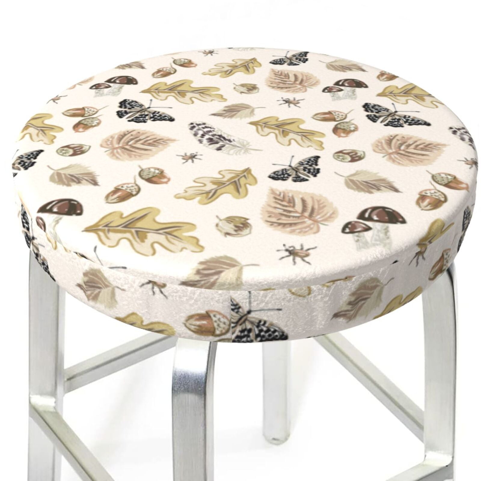 Bar Stool Covers - nuts leaf Butterfly Stretch Round Seat Covers with ...