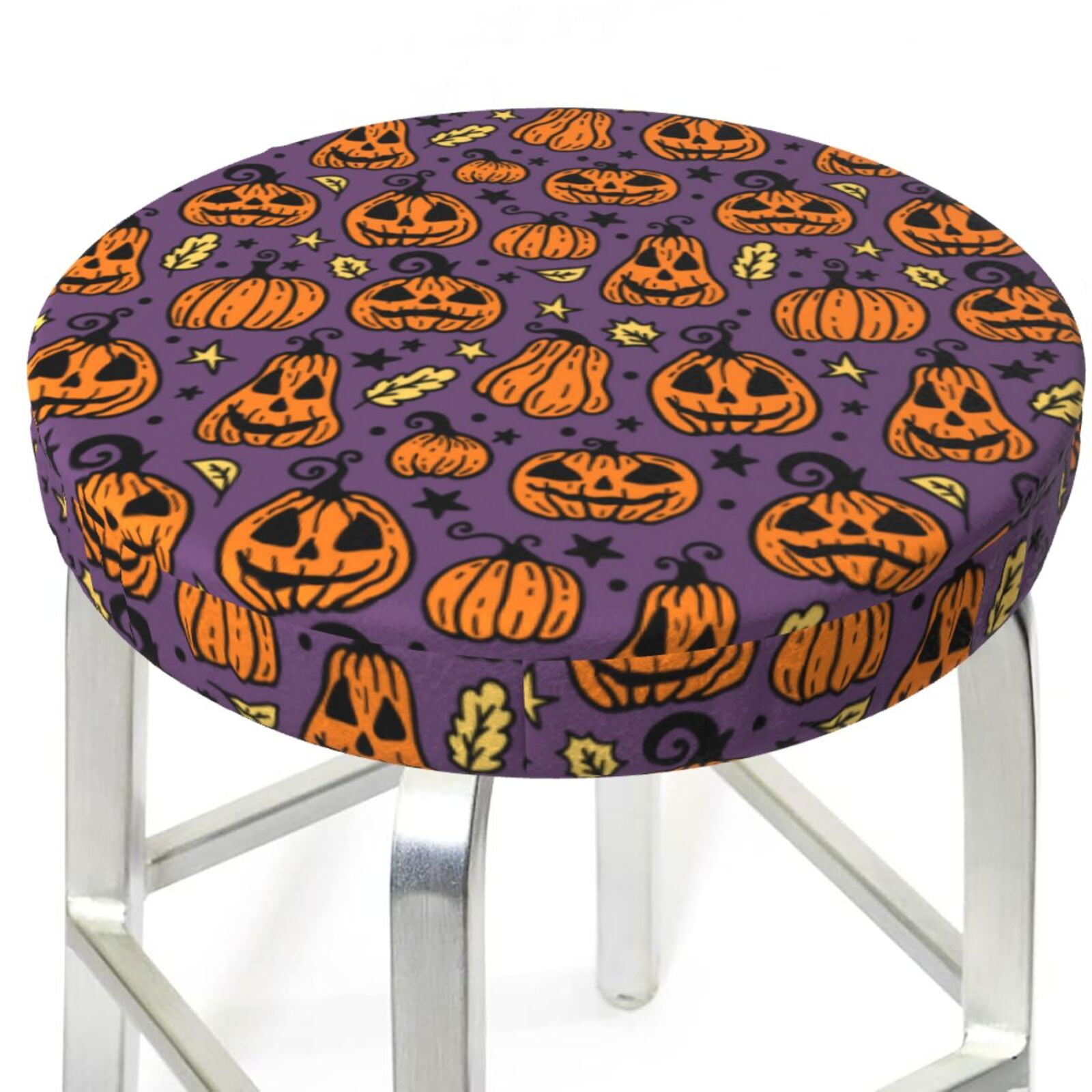Bar Stool Covers - pumpkin halloween funny Stretch Round Seat Covers ...