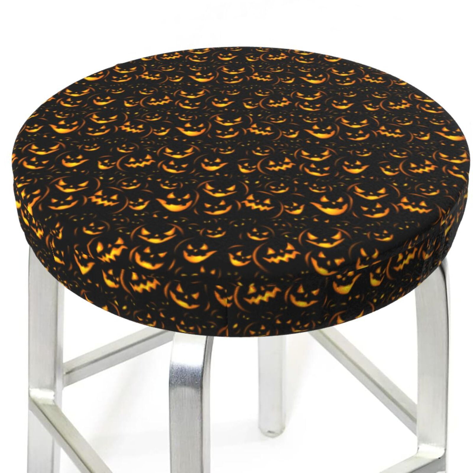 Bar Stool Covers - pumpkins halloween Patterns Stretch Round Seat ...