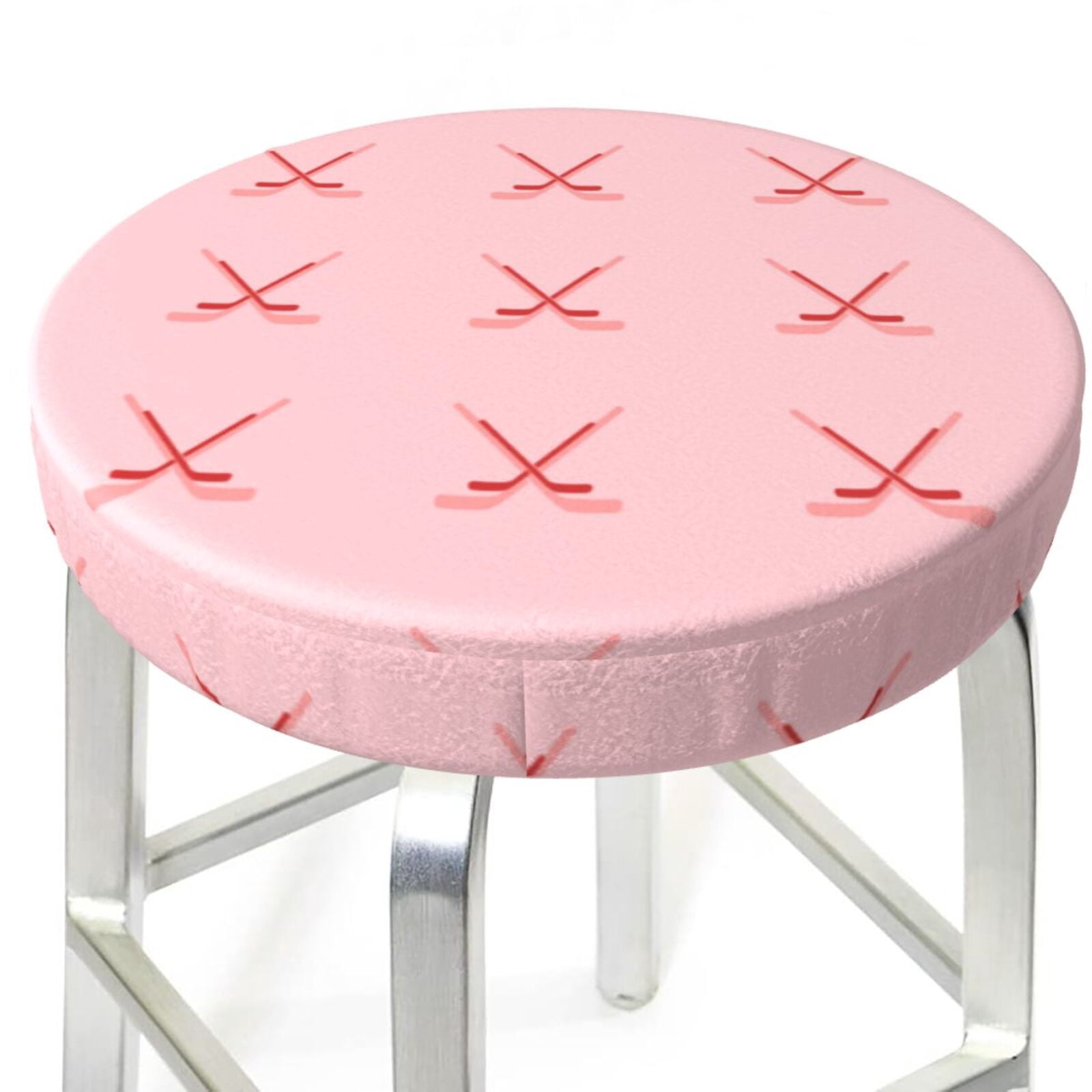 Bar Stool Covers - red hockey sticks pink Stretch Round Seat Covers ...