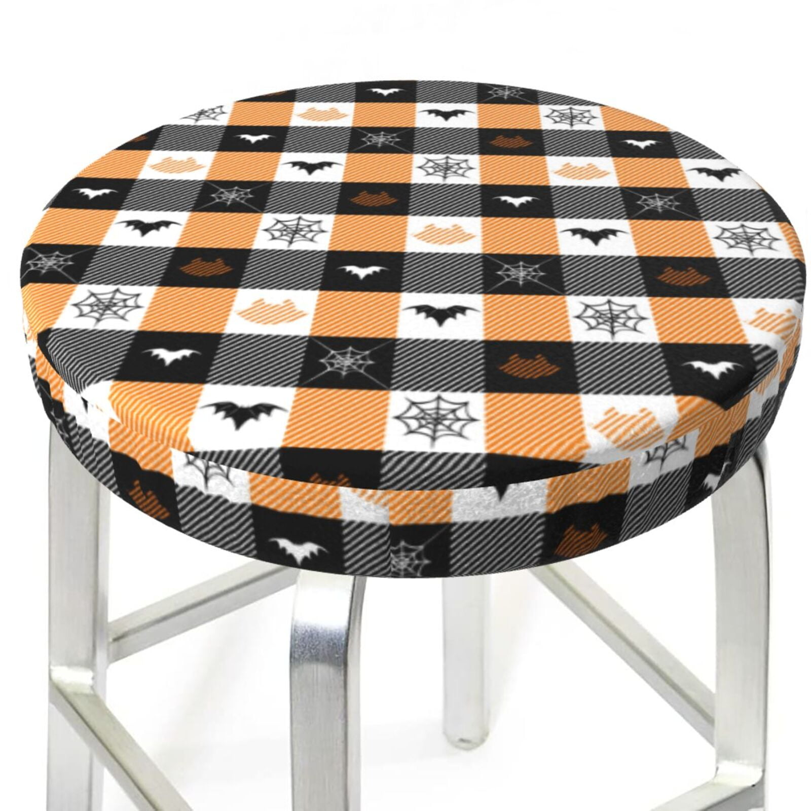 Bar Stool Covers - spider web bat halloween Stretch Round Seat Covers ...