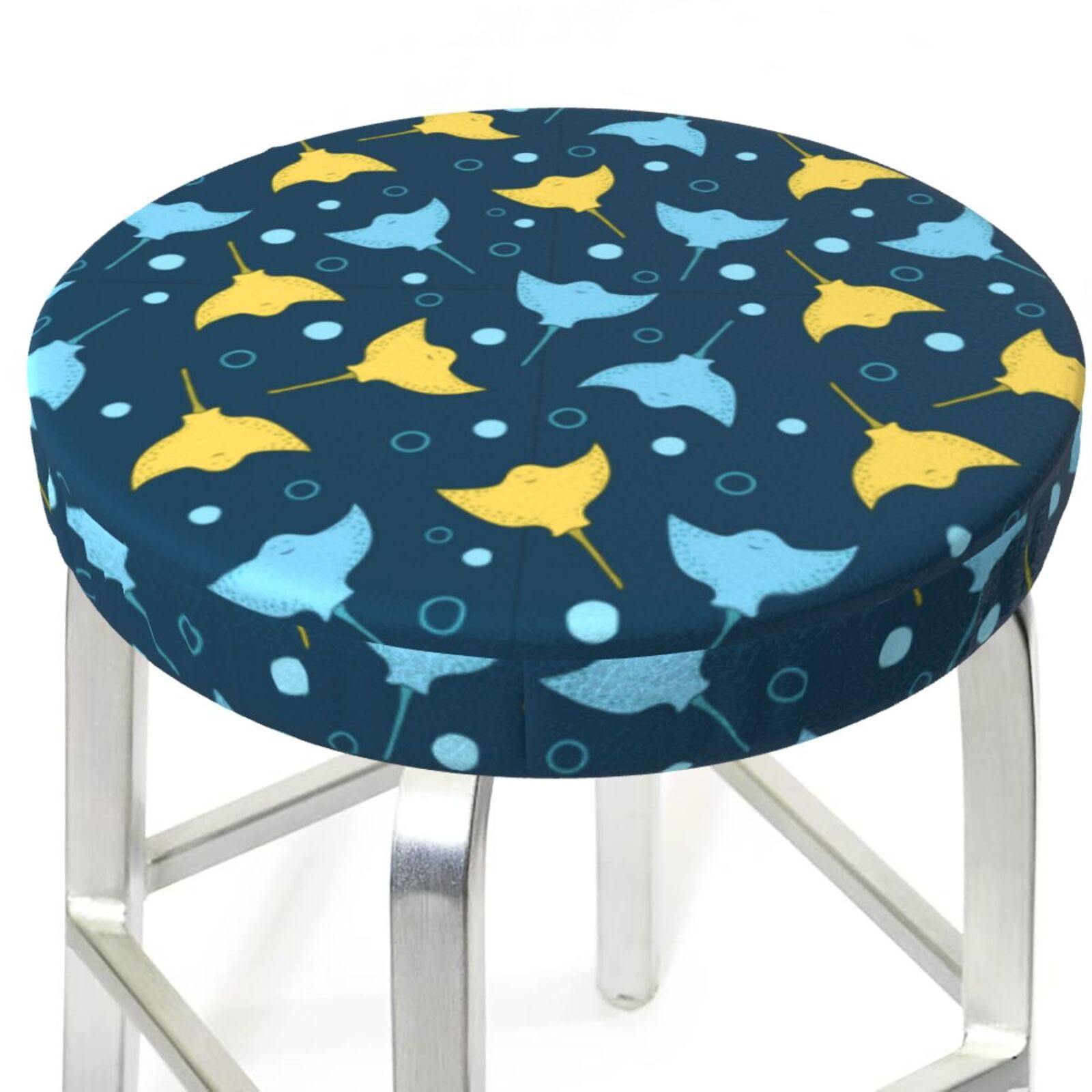 Bar Stool Covers - stingray cute navyblue dots Stretch Round Seat ...
