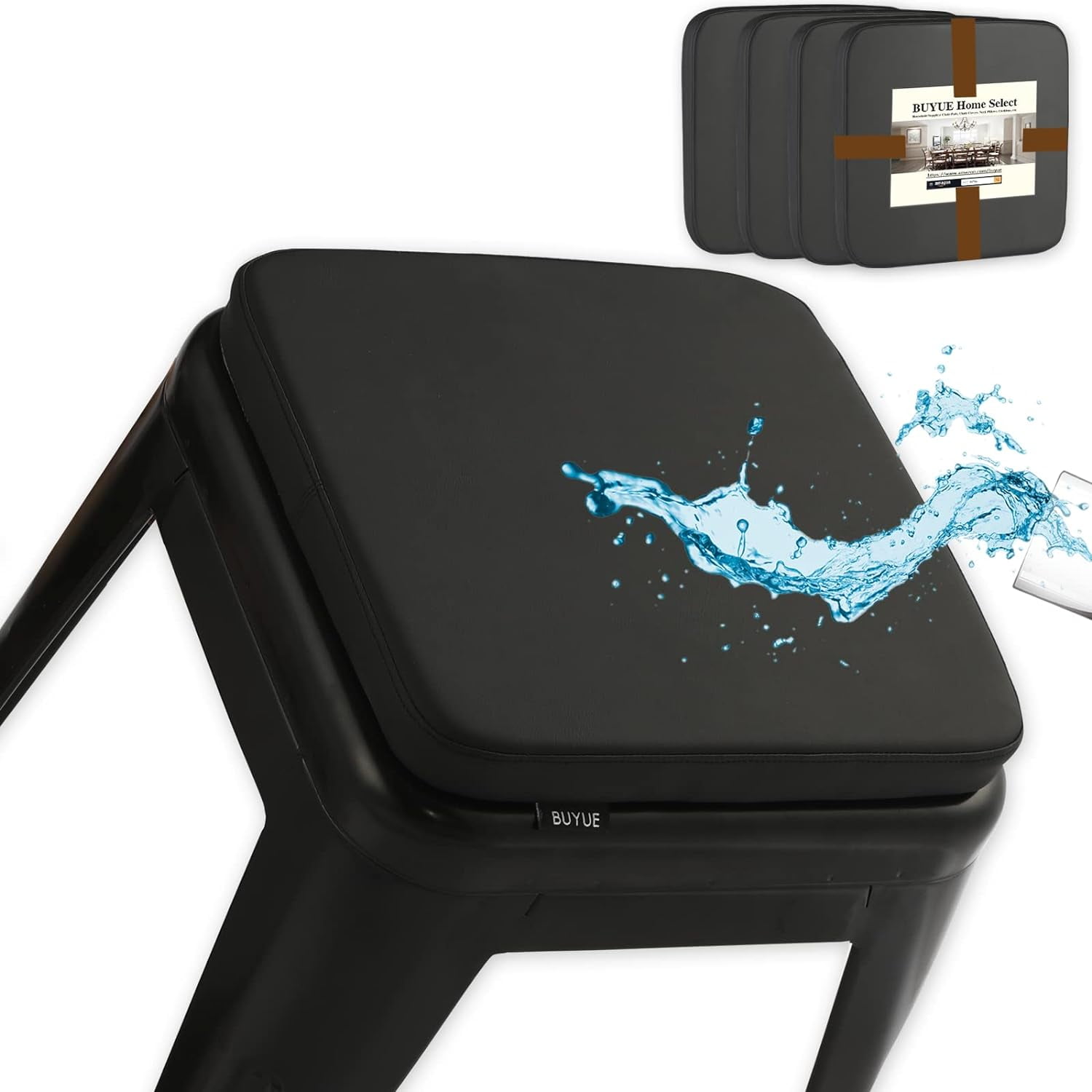 Bar Stool Cushions Set of 4, Luxury PU Leather Waterproof Small Seat ...