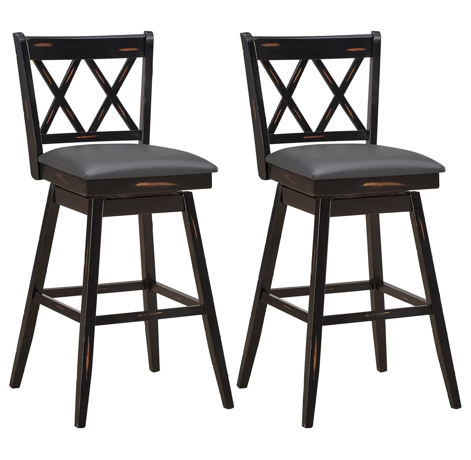 Bar Stool Set of 2, 360 ° Swivel Bar Height 29.5 inch Bar Stool with ...