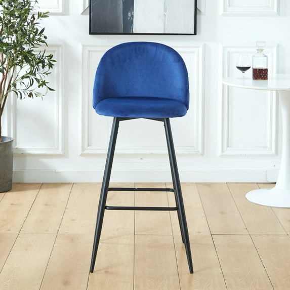 Bar Stool, Set of 2, Velvet Barstool Modern Counter Bar Height Chair ...